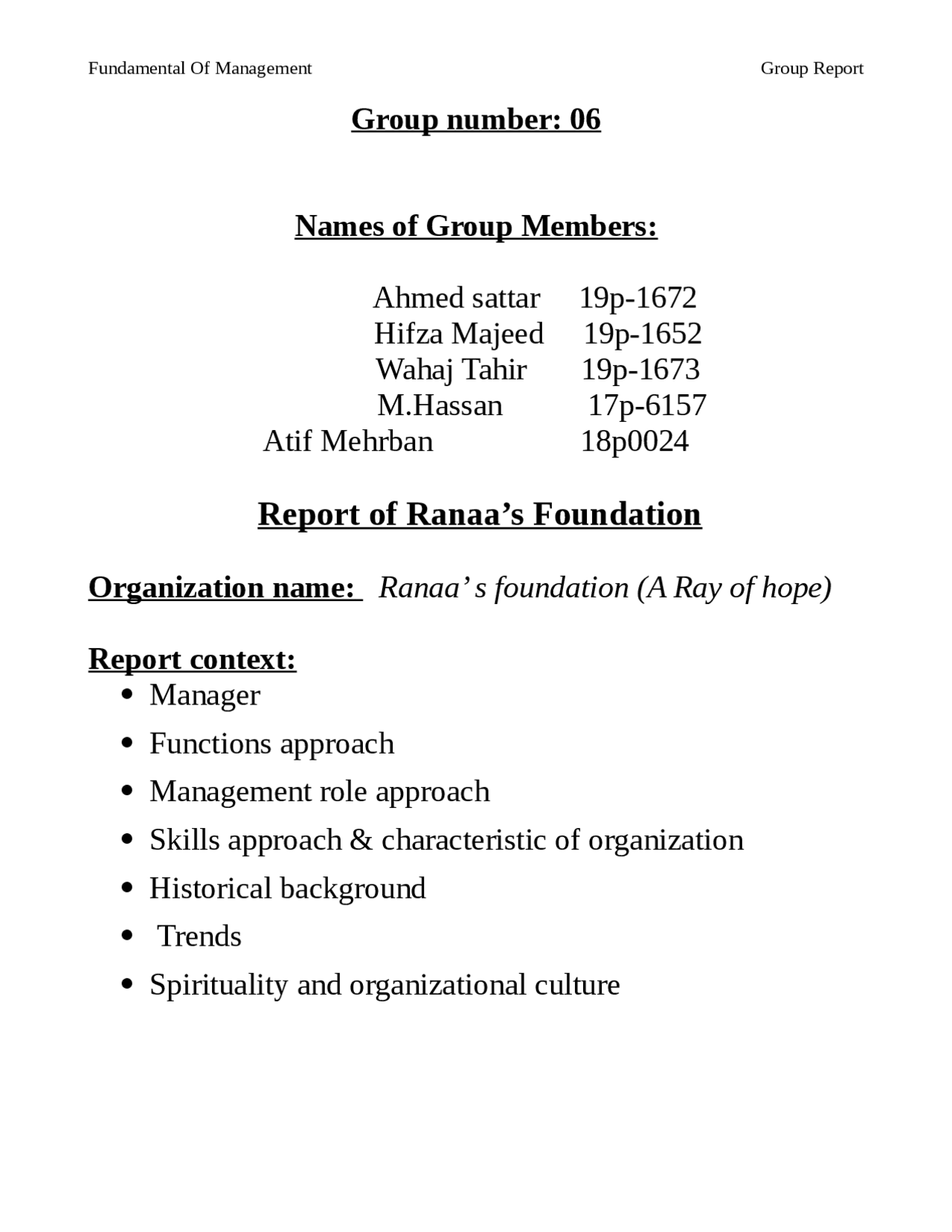 Foundation Management Report - Docsity