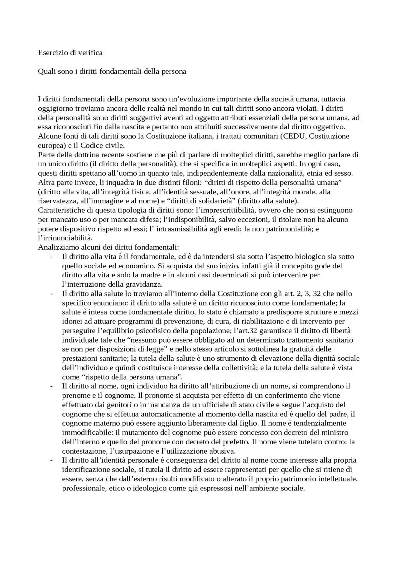 Esercizio Di Verifica Docsity