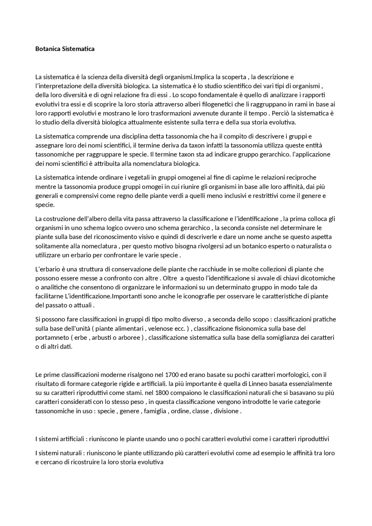 Botanica Sistematica Docsity