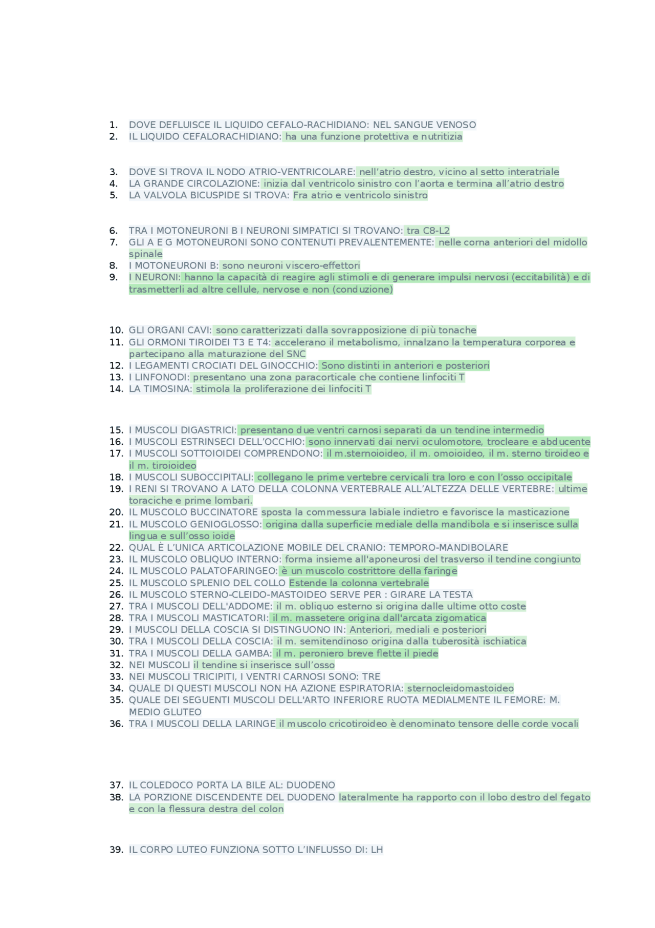 Anatomia Scienze Motorie Docsity