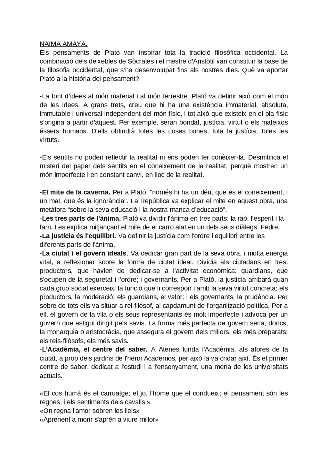 Idees PlatÓ HistÒria De La Filosofia Docsity