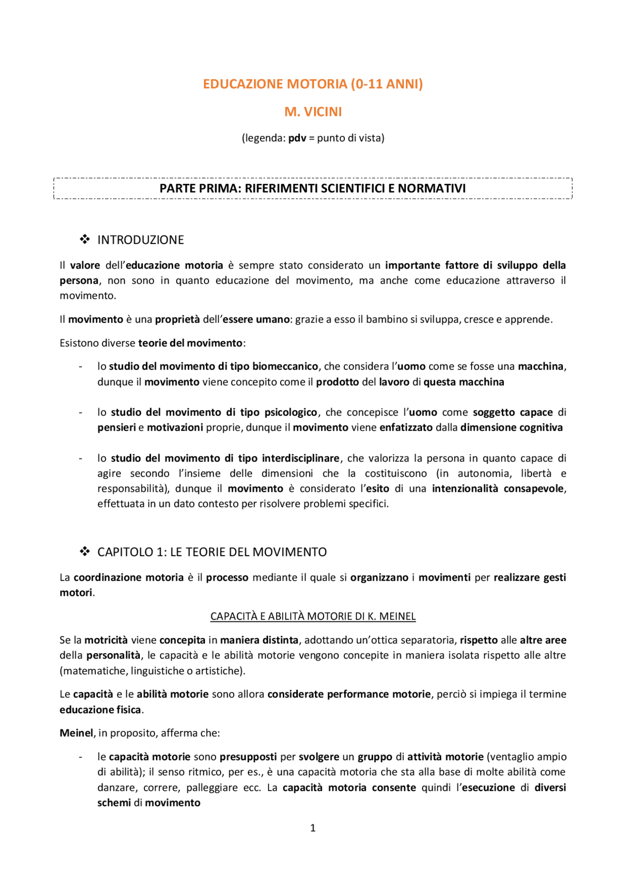 Educazione Motoria 0 11 Docsity