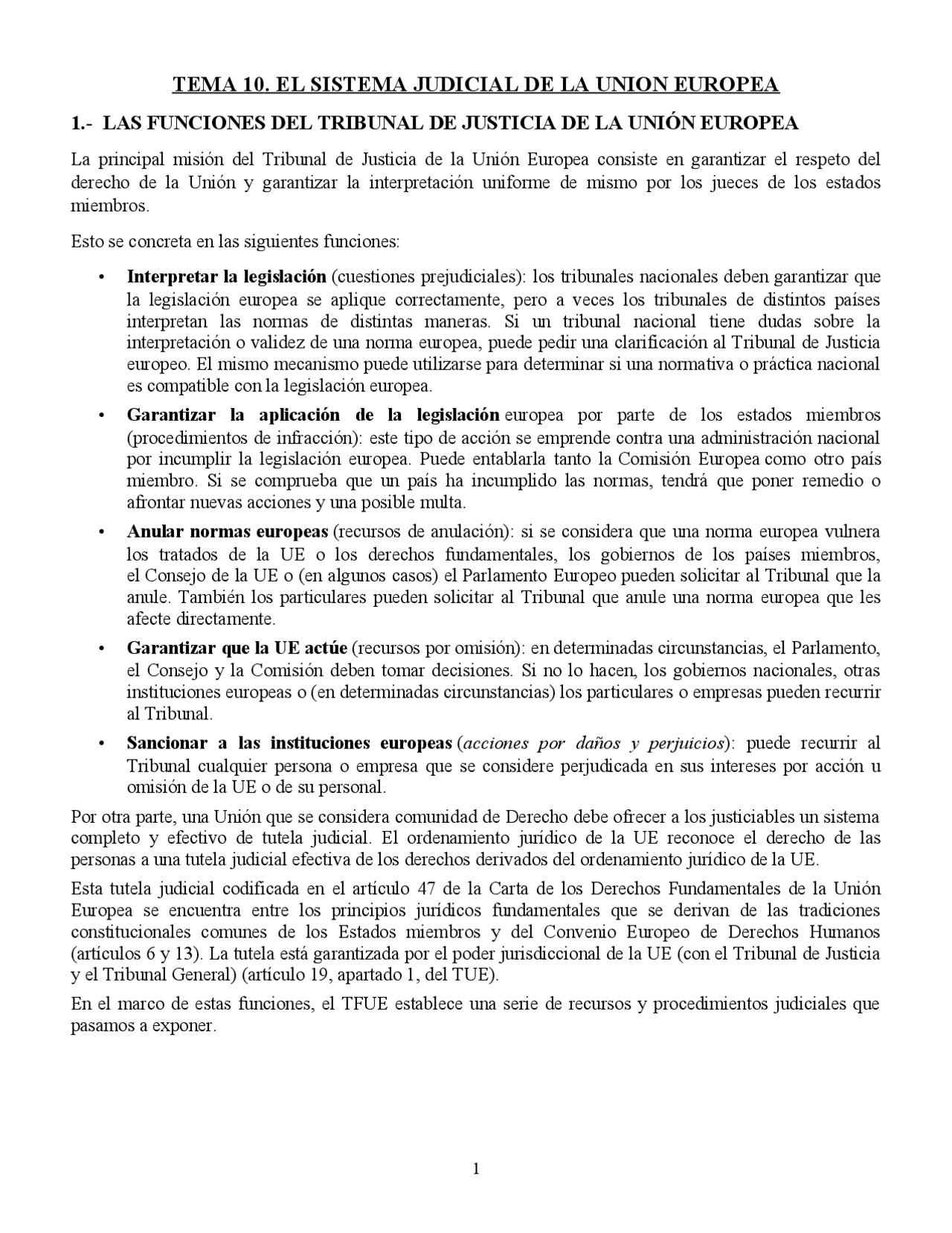 TEMA 10 INSTITUCIONES JURÍDICAS DE LA UE - Docsity