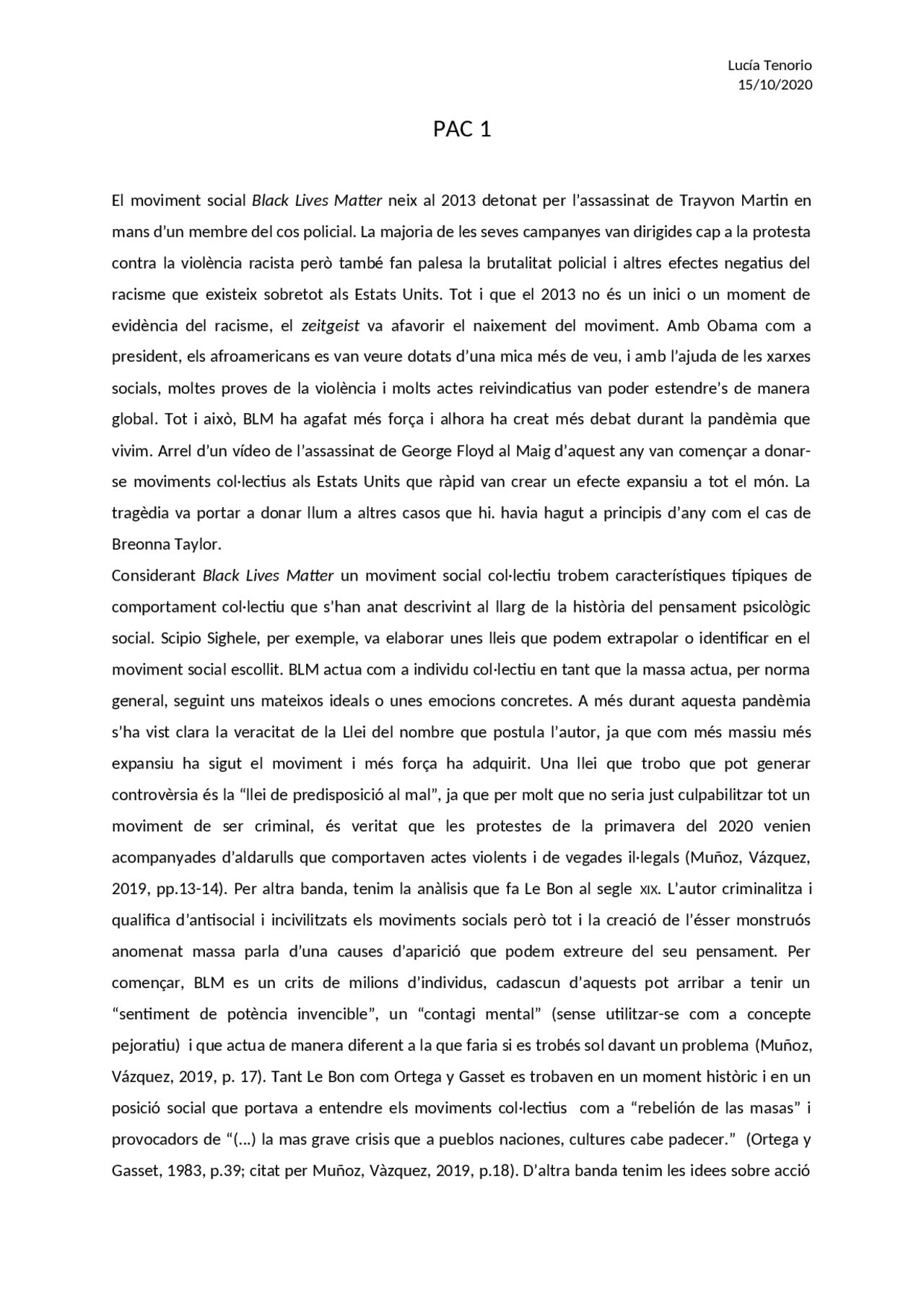 Acció Col·lectiva Pac 1 Ejercicios De Psicología De Los Grupos Docsity