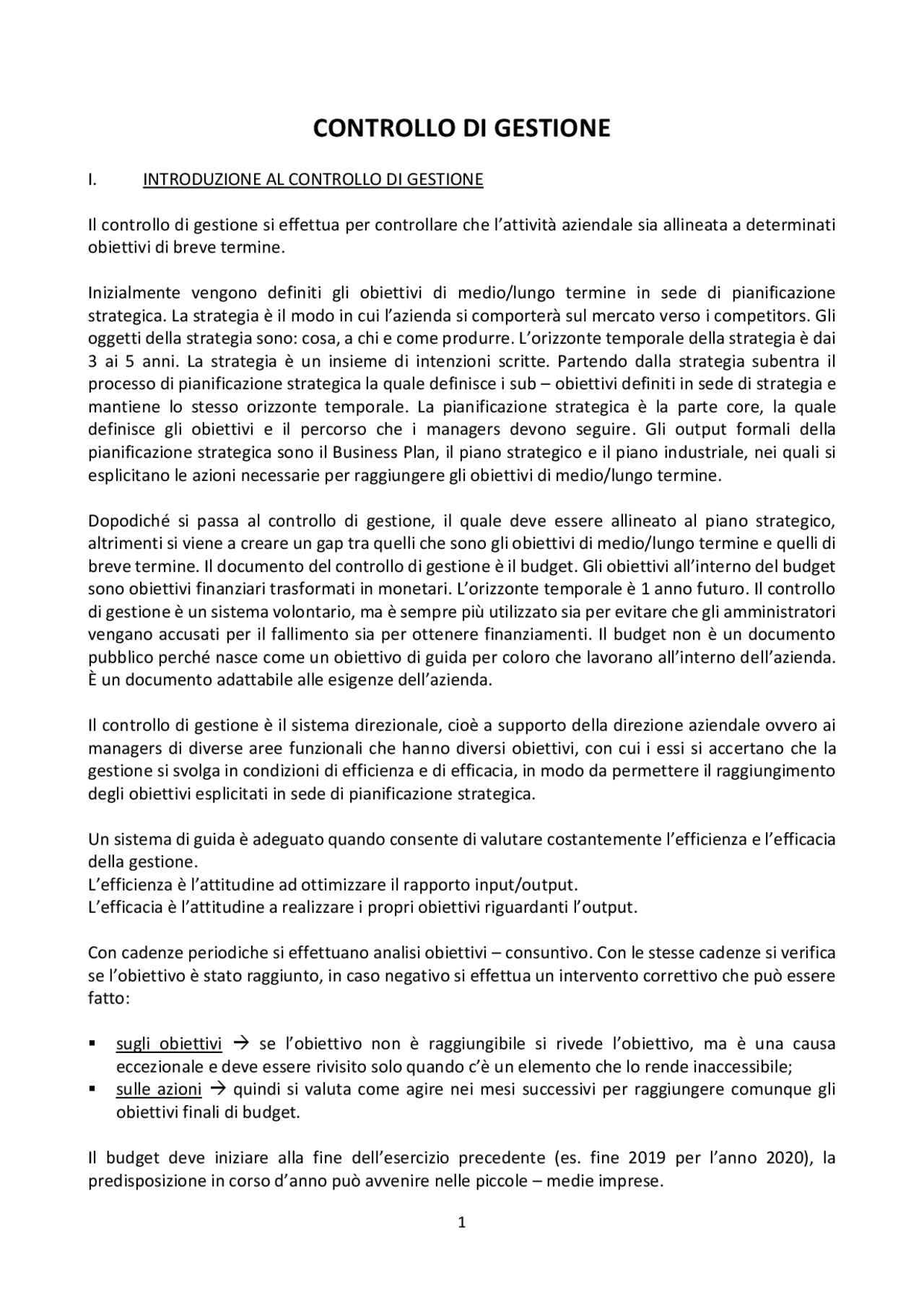 Controllo Di Gestione Ci Docsity