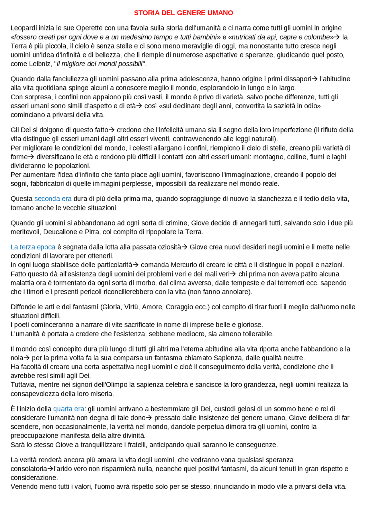 Riassunto Delle Operette Morali Di Leopardi Docsity