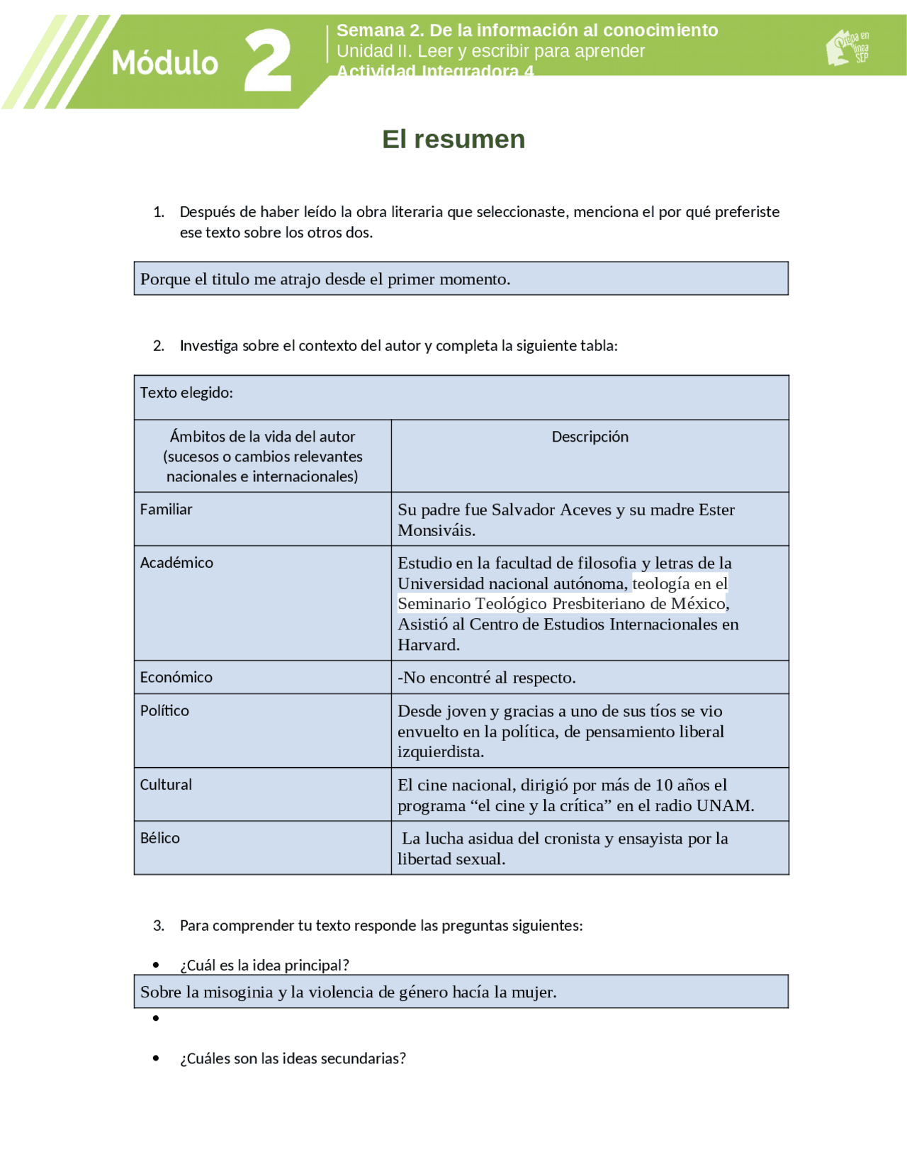 Actividad 4 Modulo 2 Semana 1 - Docsity