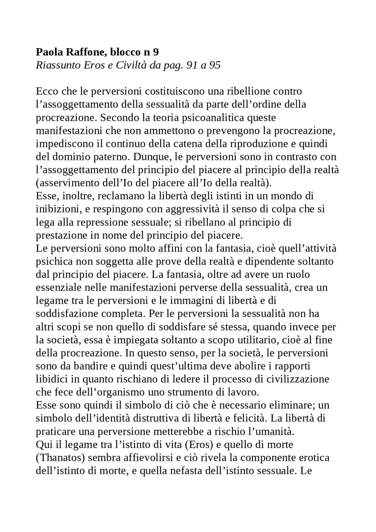 Passo Di Eros E Civilità Di Herbert Marcuse Docsity