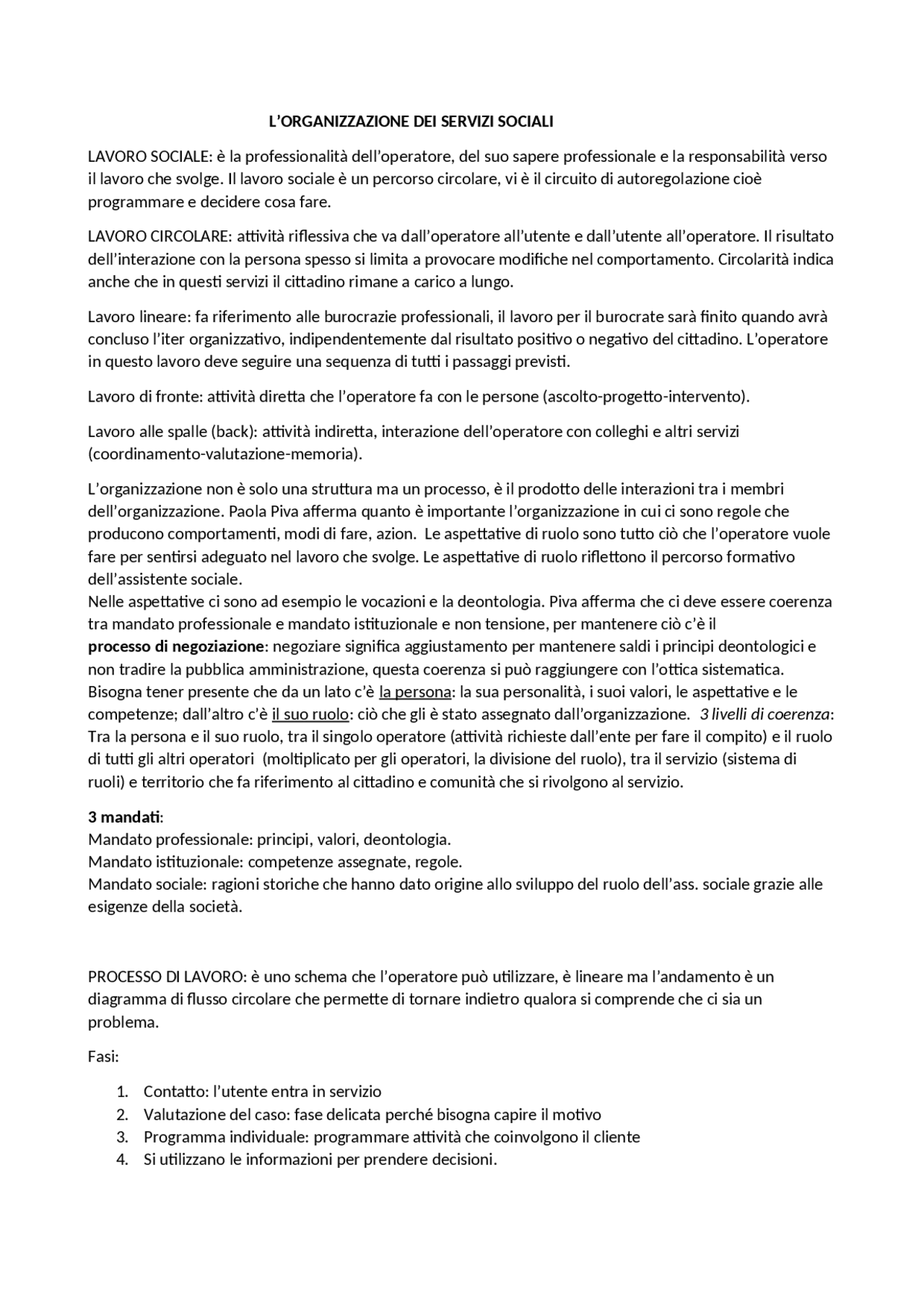 Organizzazione Dei Servizi Sociali Docsity