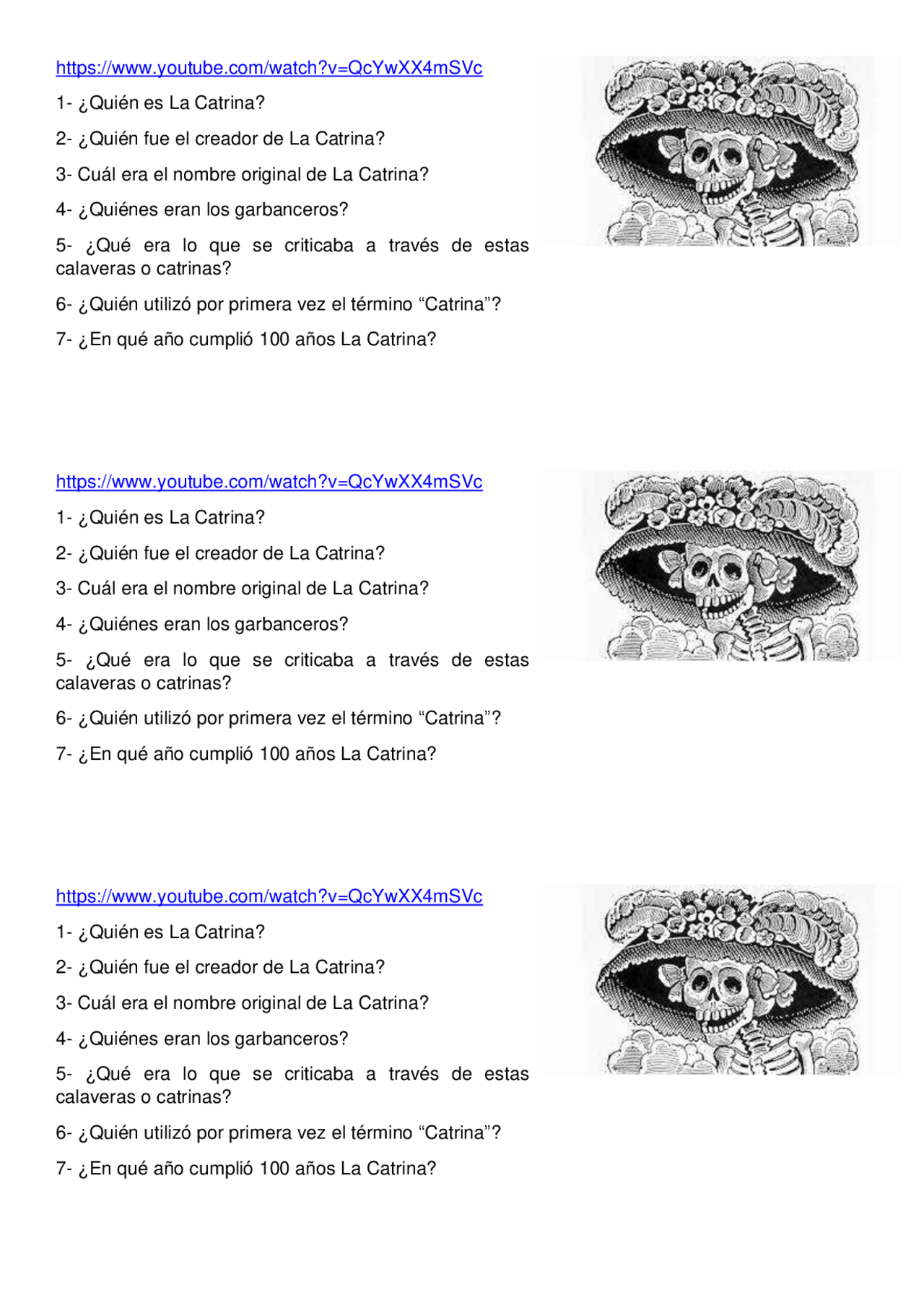 Comprensión oral de "La catrina" - Docsity