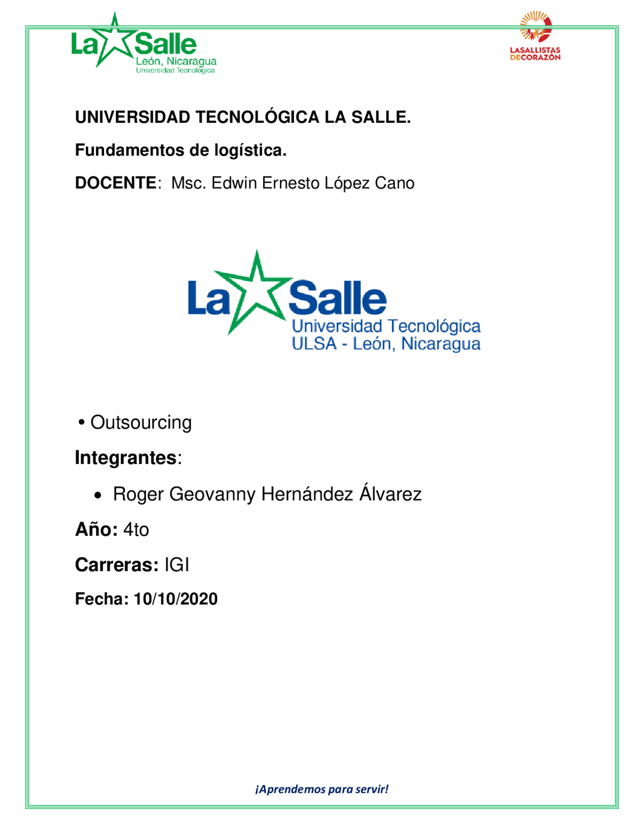 Servicio Tercerizado | Resúmenes de Logística | Docsity