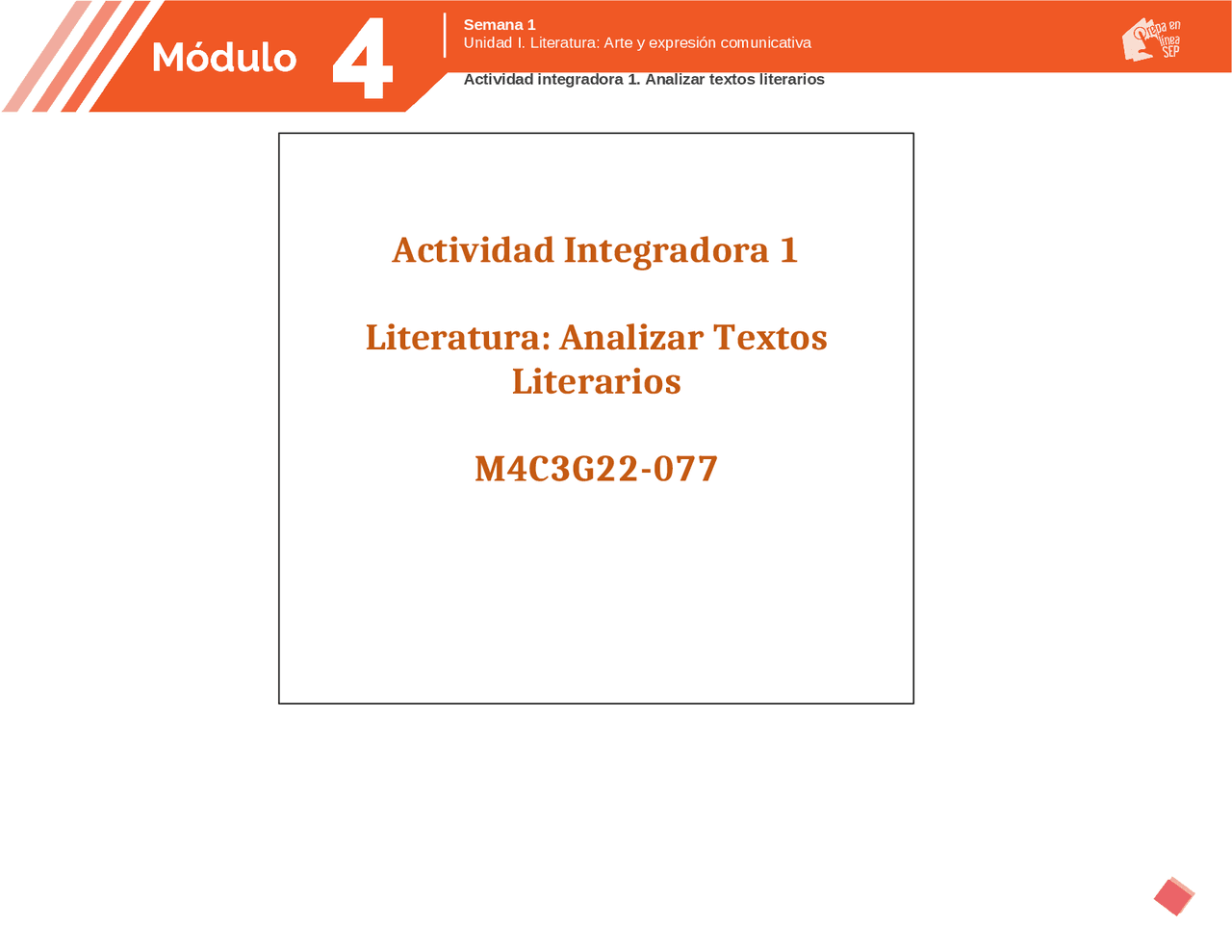 Actividad Integradora 1 Modulo 4 | Ejercicios de Literatura Universal | Docsity