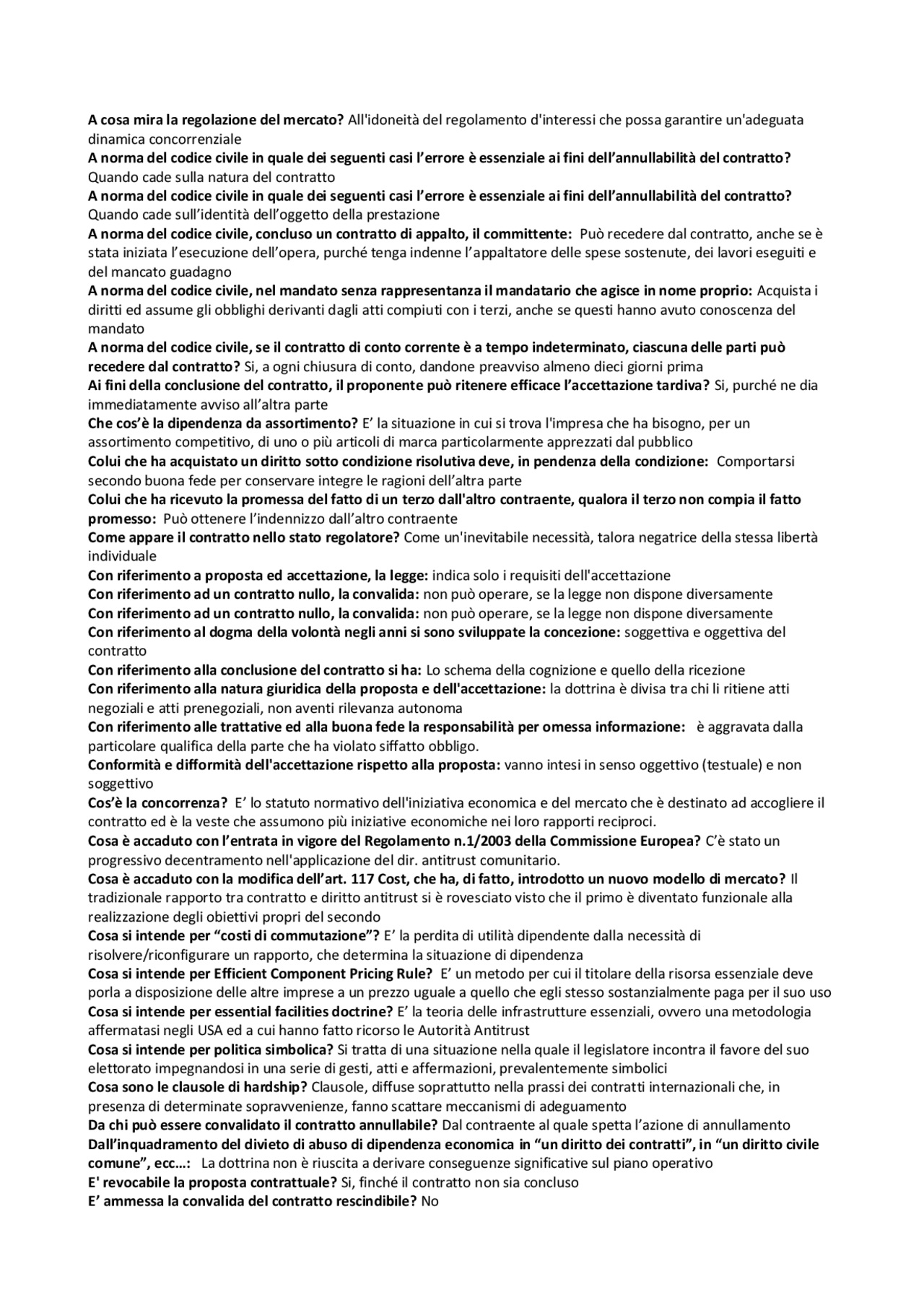 Diritto Civile Risposte Chiuse Ordine Alfabetico Docsity