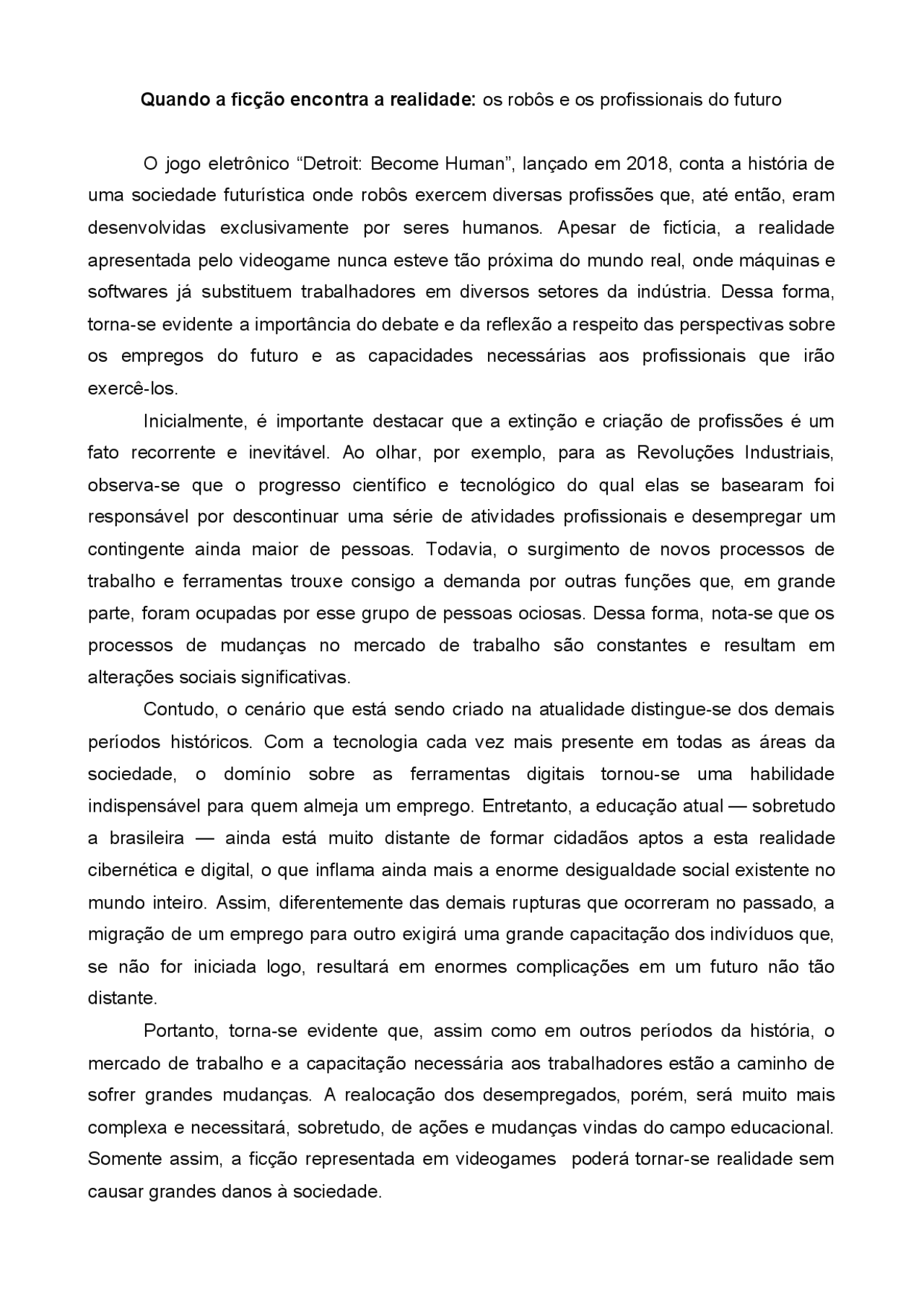 Profissionais Do Futuro E Robôs Docsity