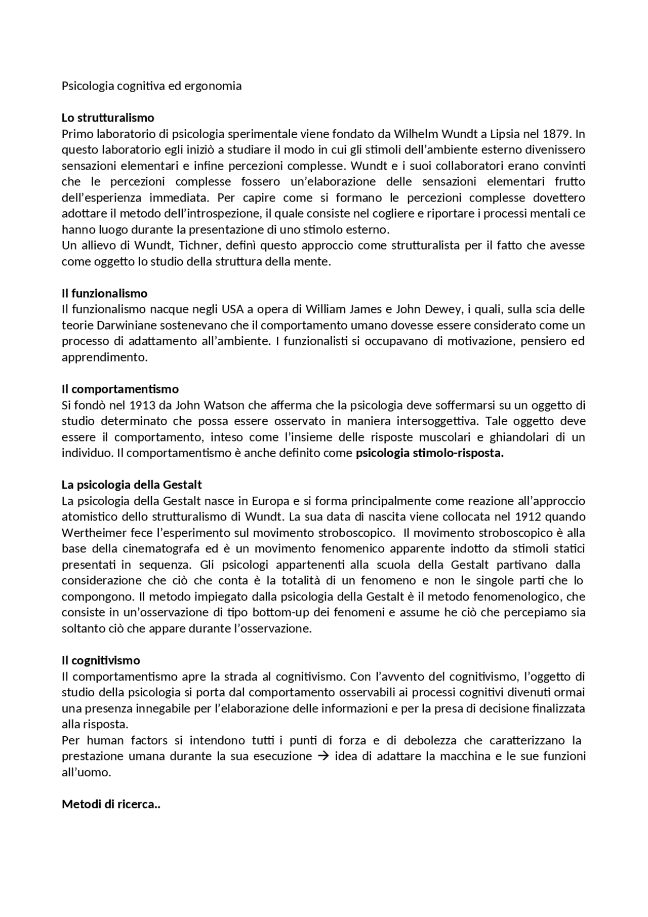 Psicologia Cognitiva Ed Ergonomia Riassunto Docsity