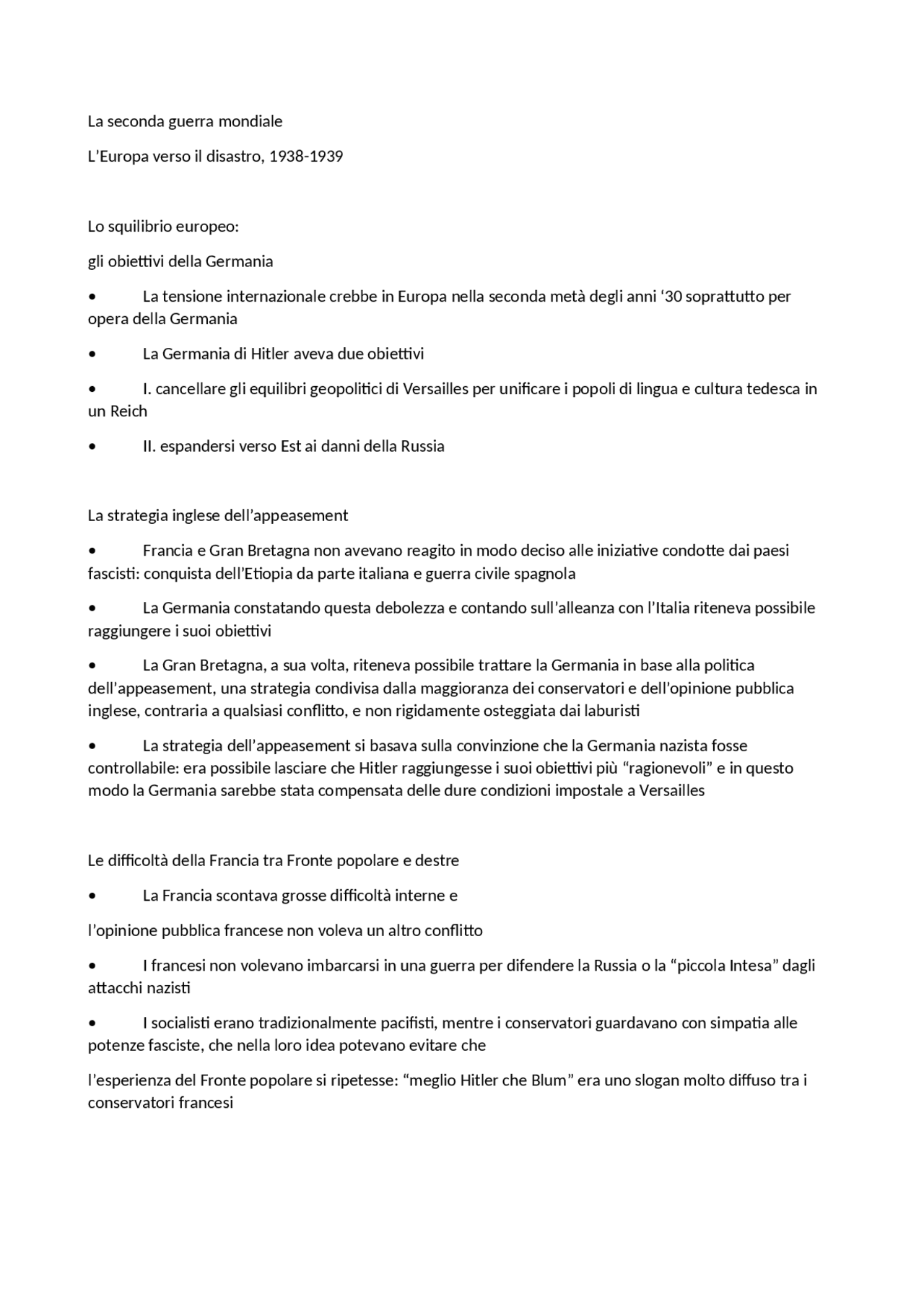 Seconda Guerra Mondiale Riassunto Docsity