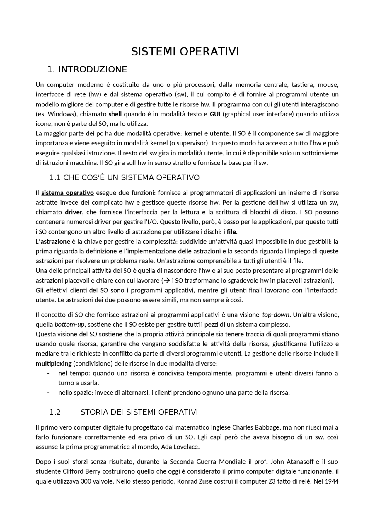 Riassunto Sistemi Operativi | Sintesi del corso di Sistemi Operativi ...