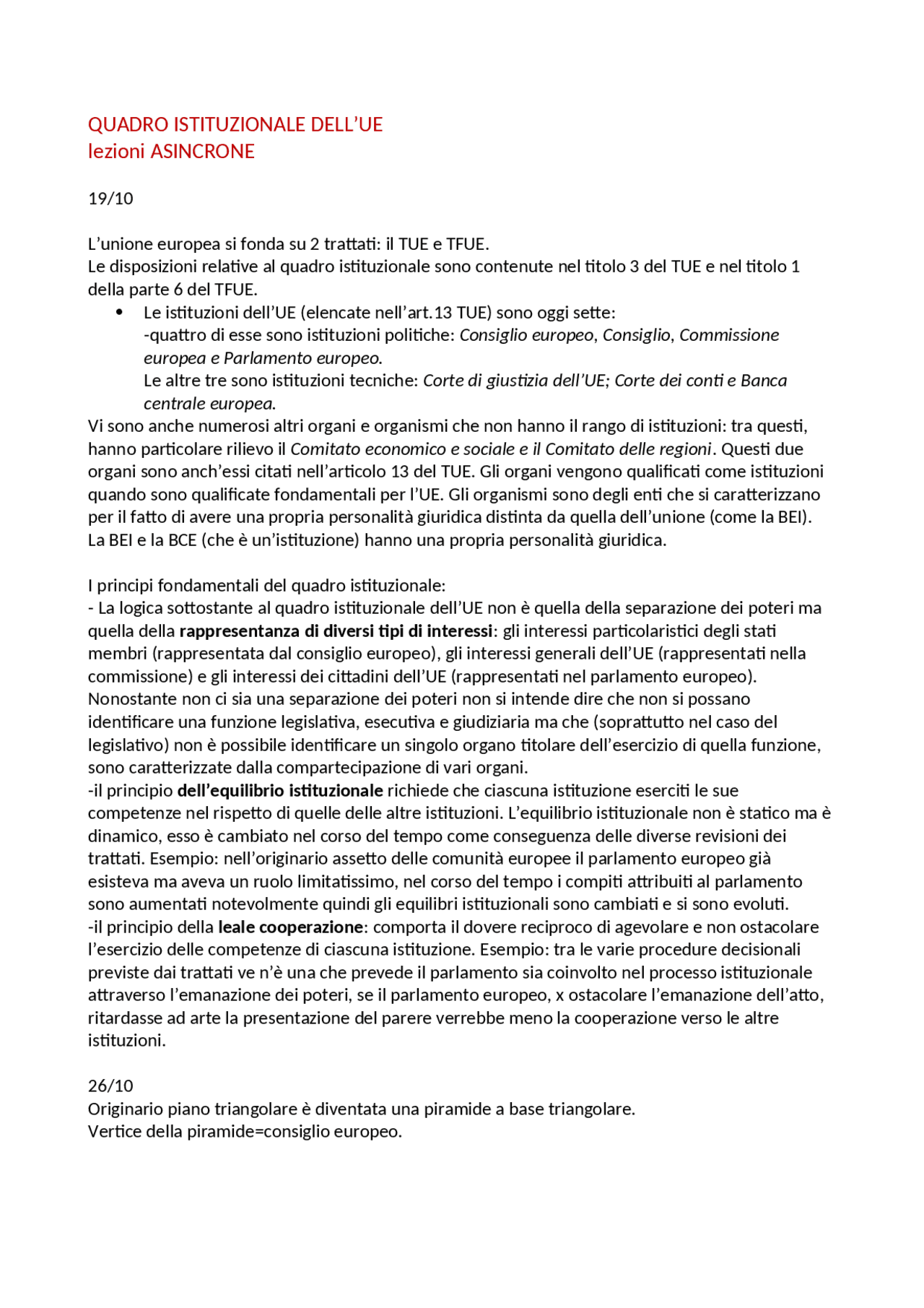 Riassunto Prime Lezioni Diritto Dell Ue Docsity