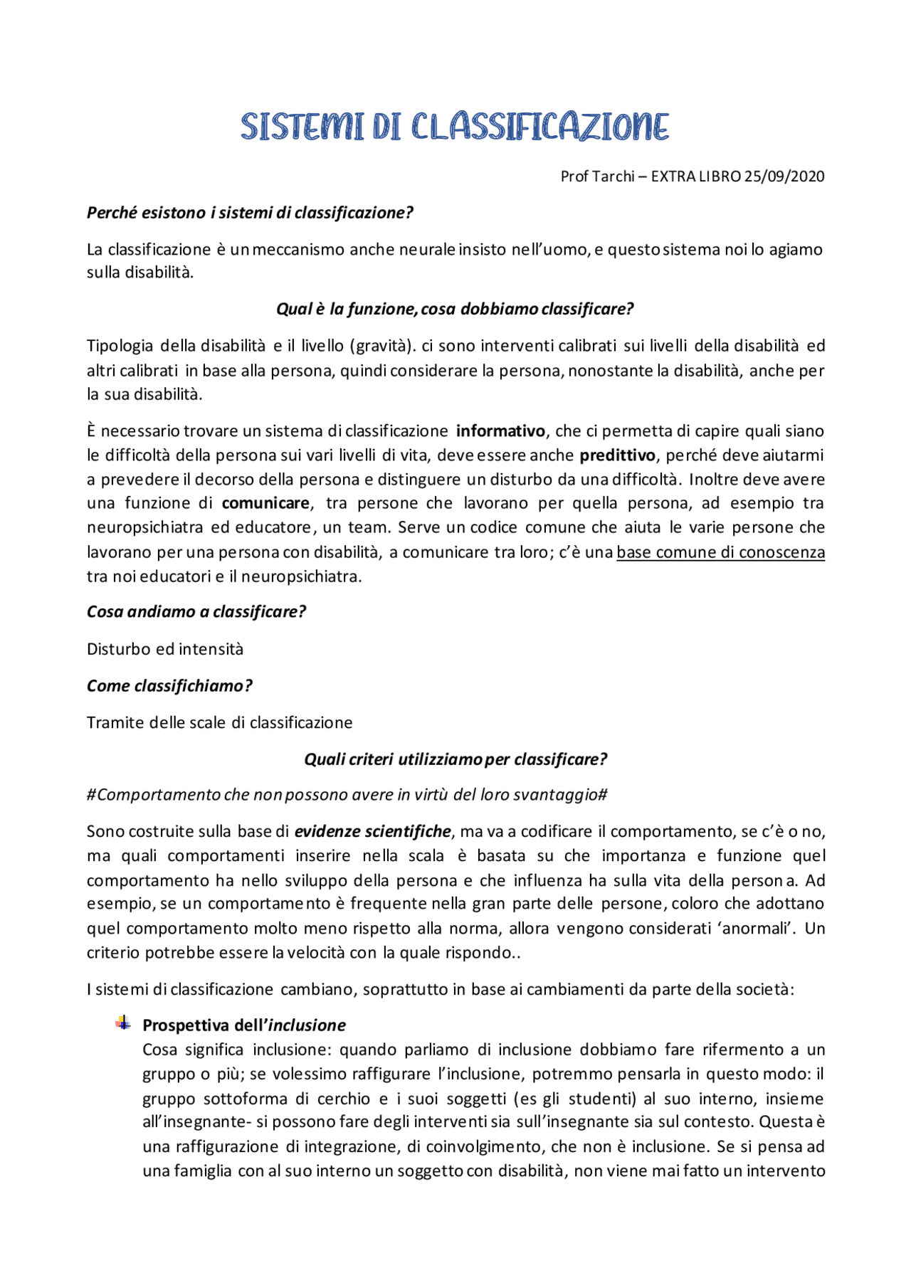 Sistemi Di Classificazione Docsity