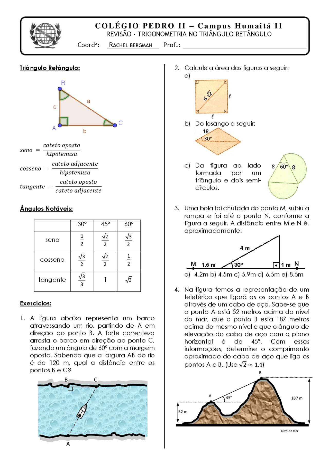 Trigonometria Exercícios simulado - Docsity