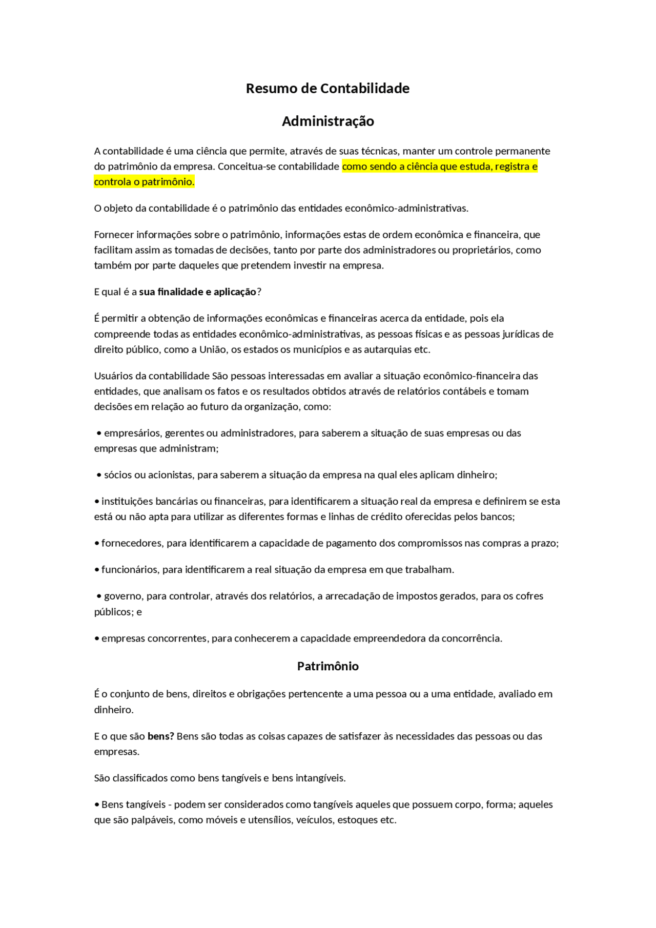 Contabilidade Resumo De Contabilidade Docsity