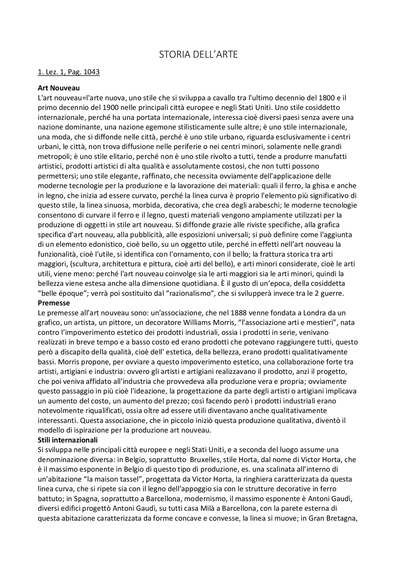 Riassunto Generale Allart Noveau Docsity