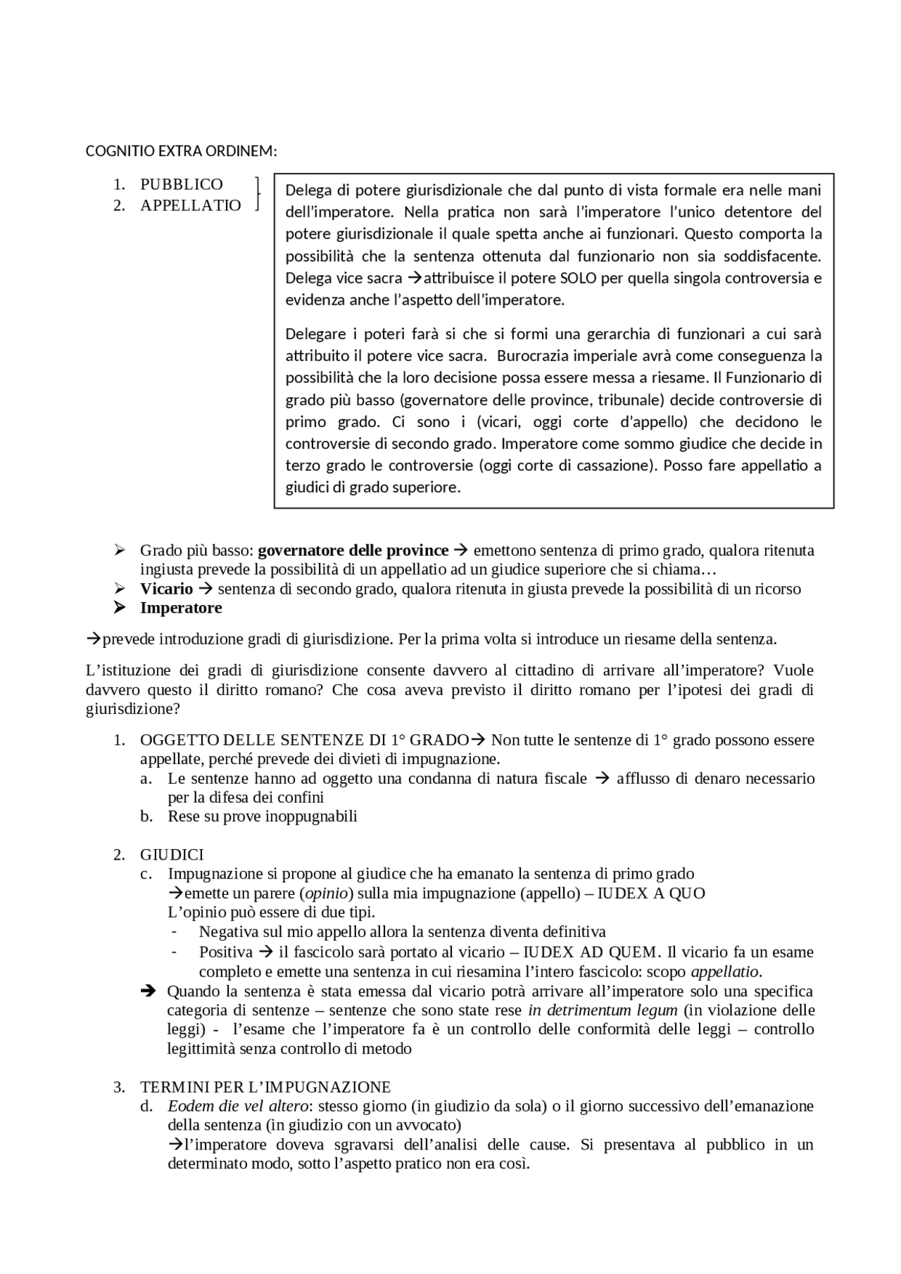 Processo cognitio extra ordinem | Appunti di Diritto Romano | Docsity