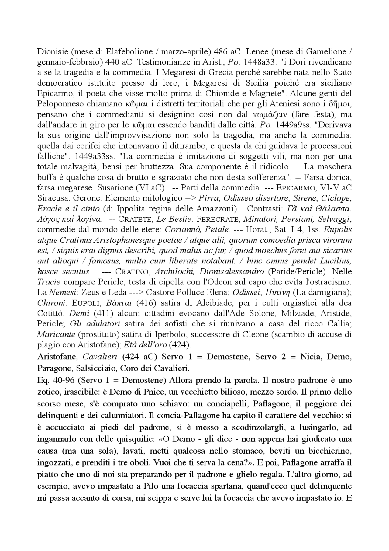 Commedia Greca Origini Docsity