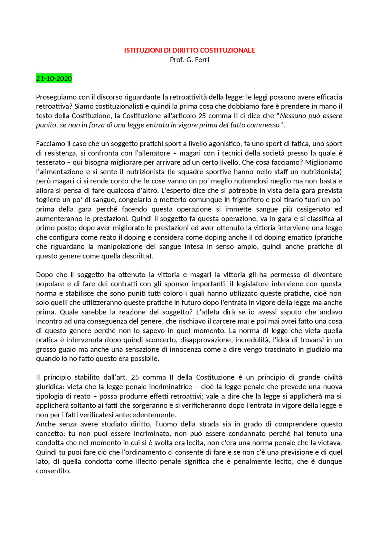 Lezione 11 Istituzioni Di Diritto Costituzionale Docsity