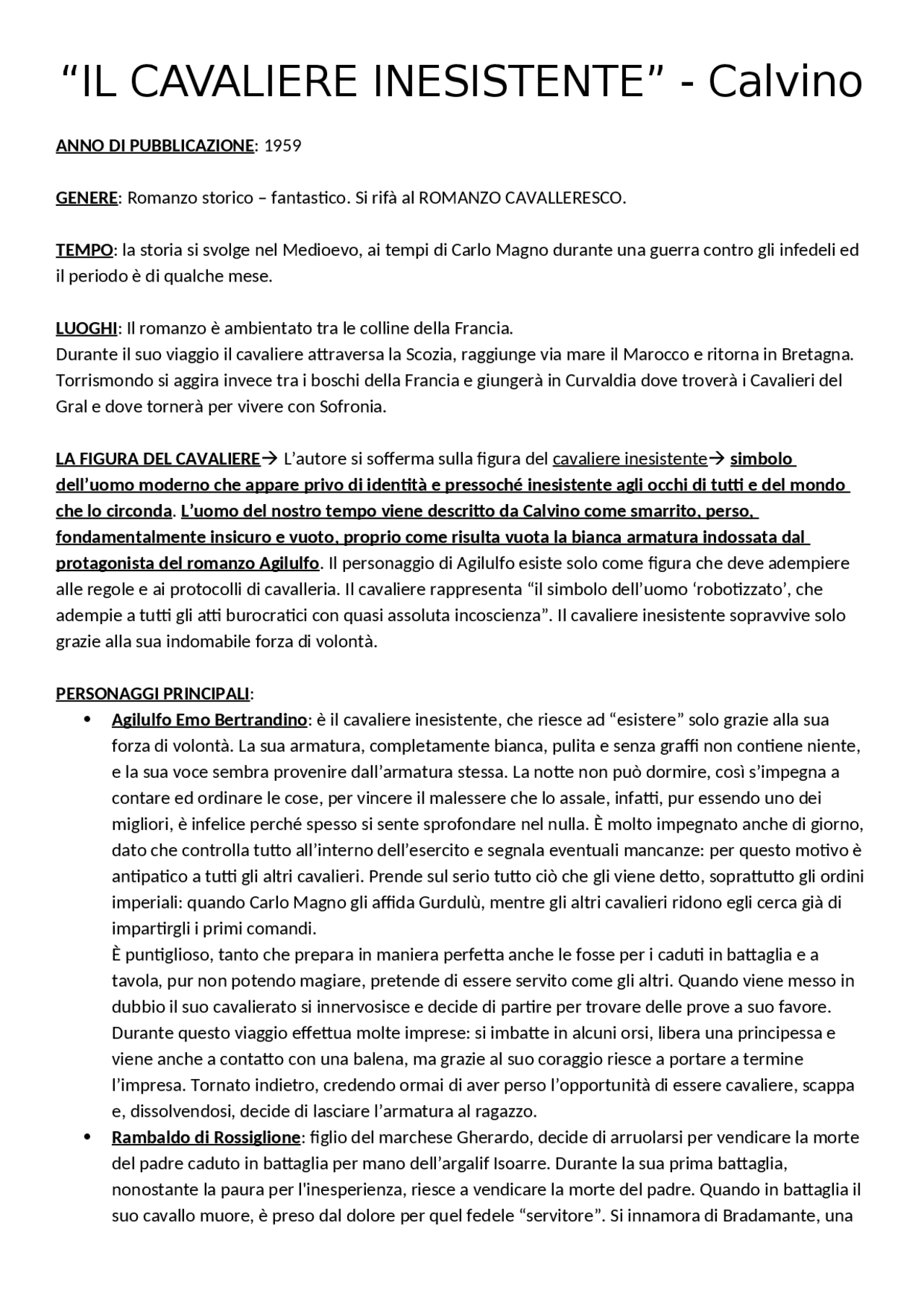 Analisi del libro "Il cavaliere inesistente" di Calvino - Letteratura ...