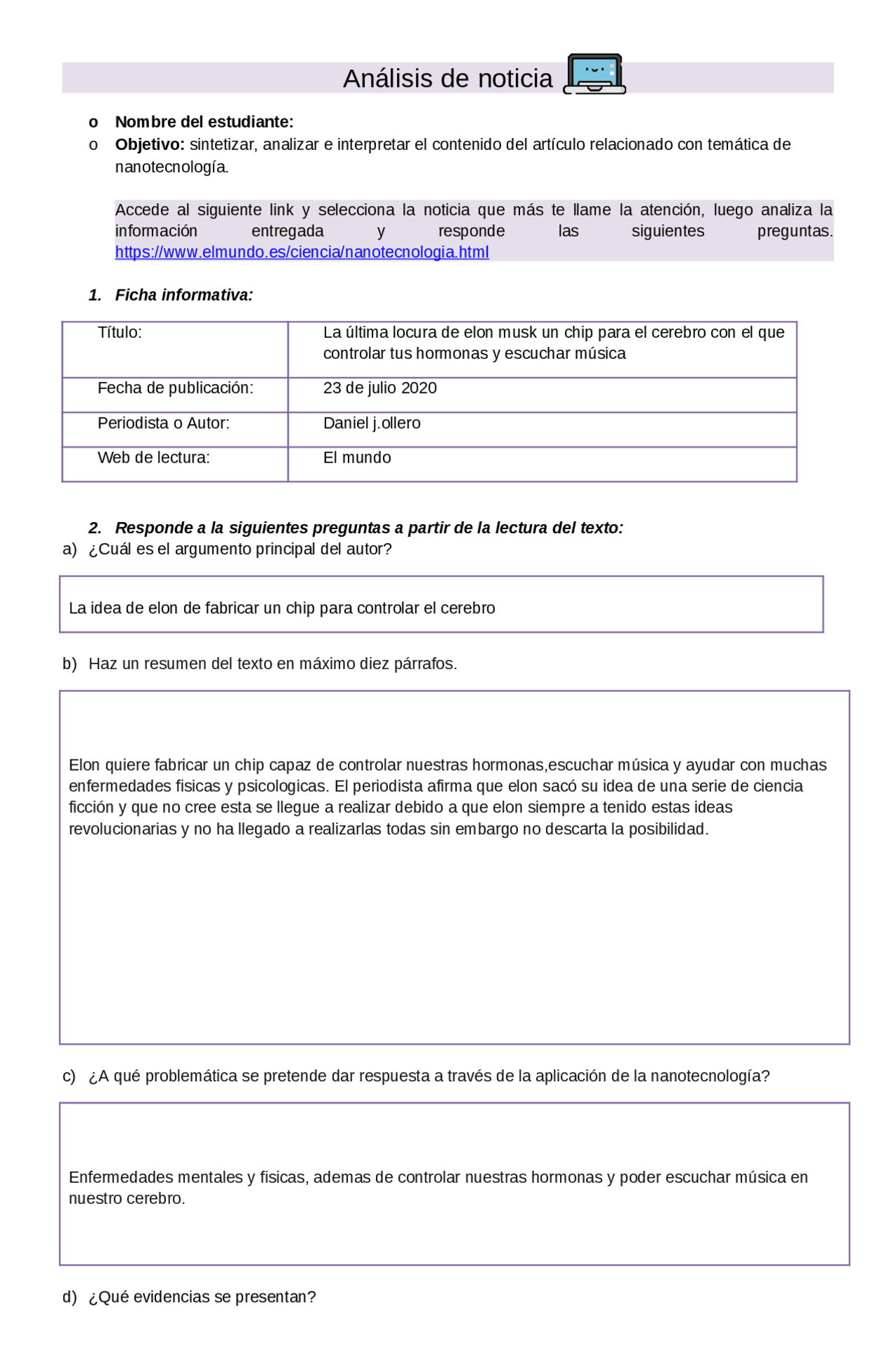 Analisis de la noticia - Docsity