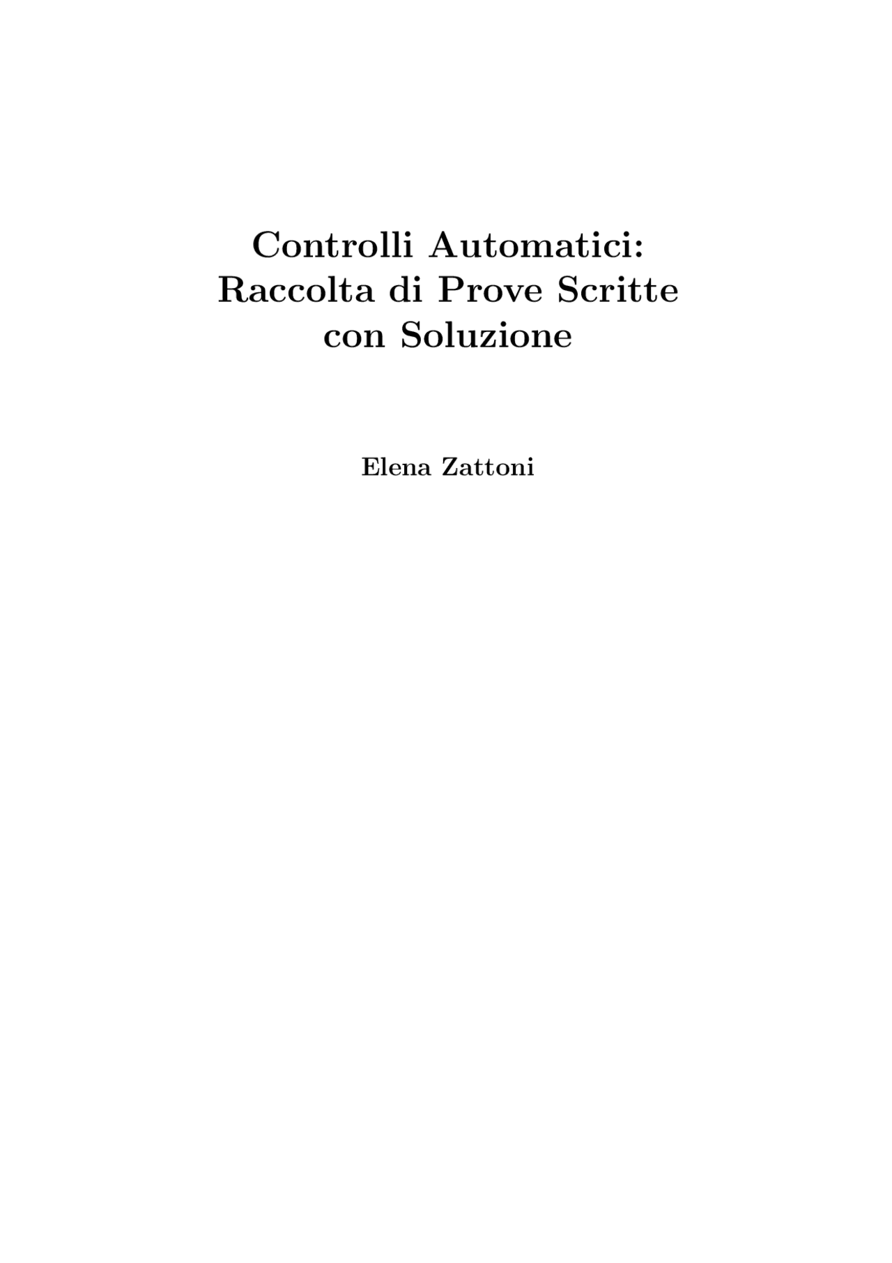 Esercizi controlli automatici | Esercizi di Controlli Automatici | Docsity