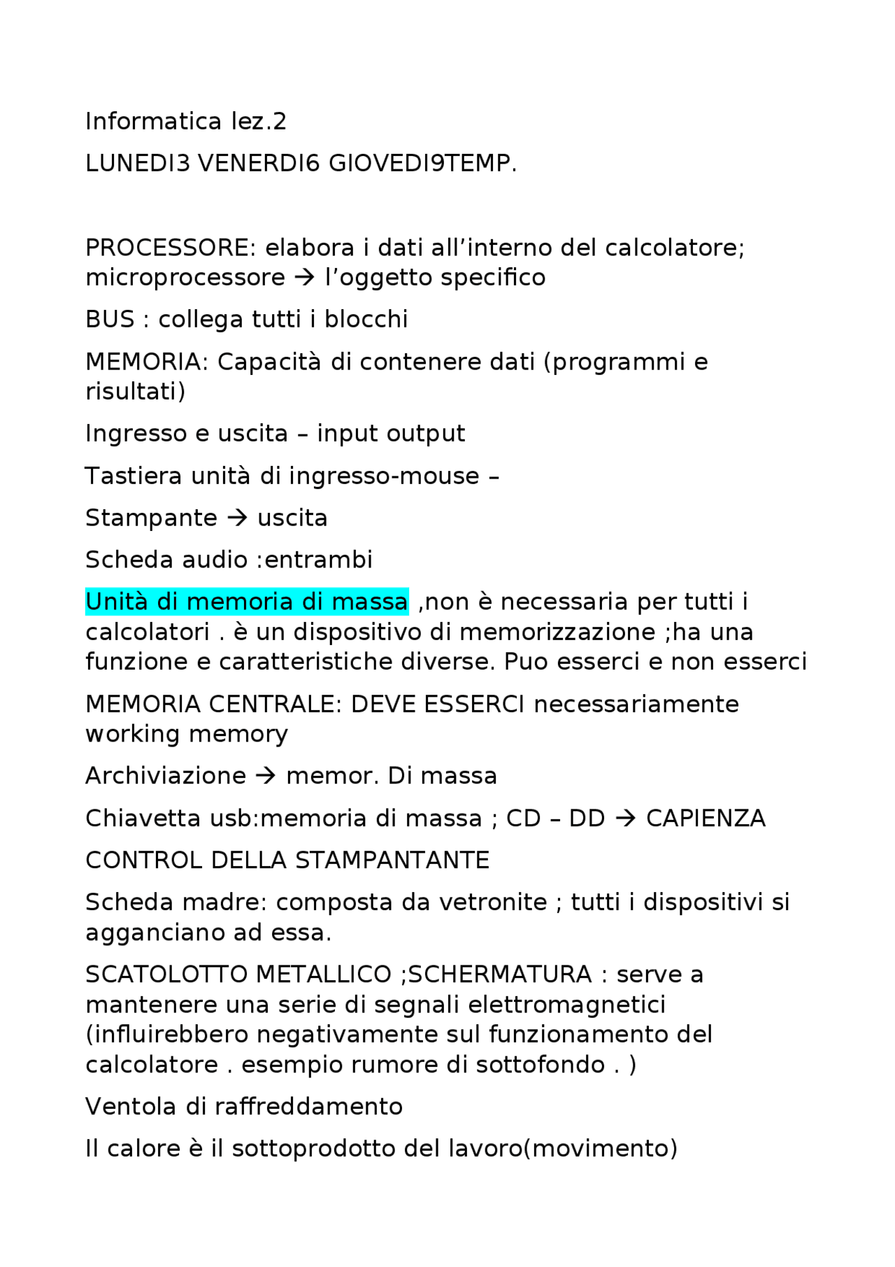 Informatica Generale Docsity