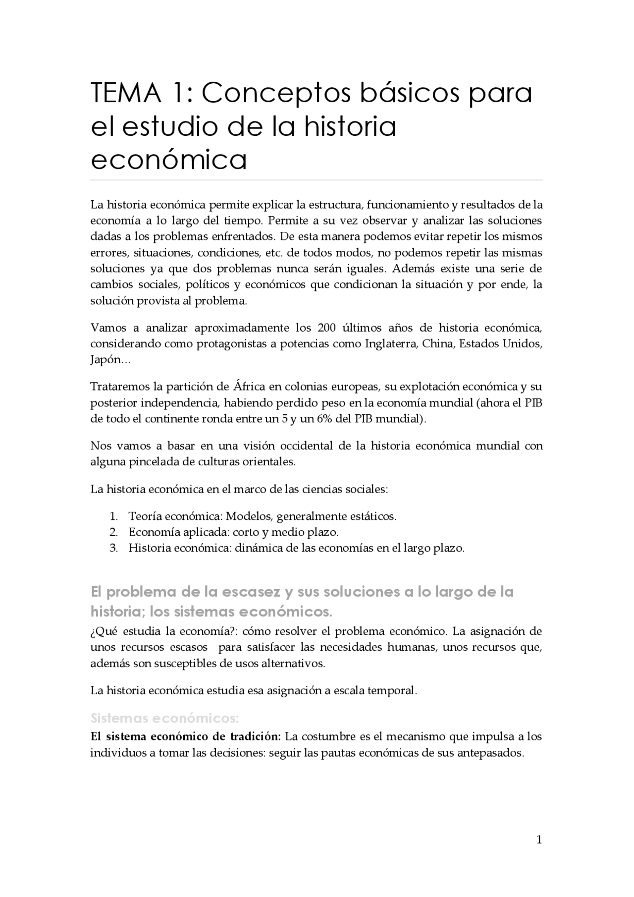 Apuntes Historia Económica Docsity