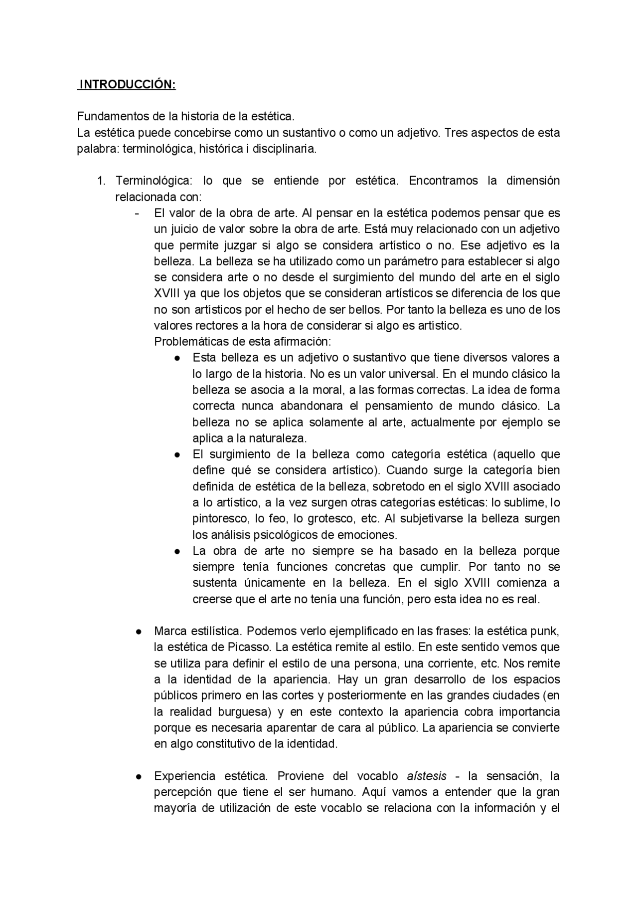 Apuntes De Estética 1 Docsity