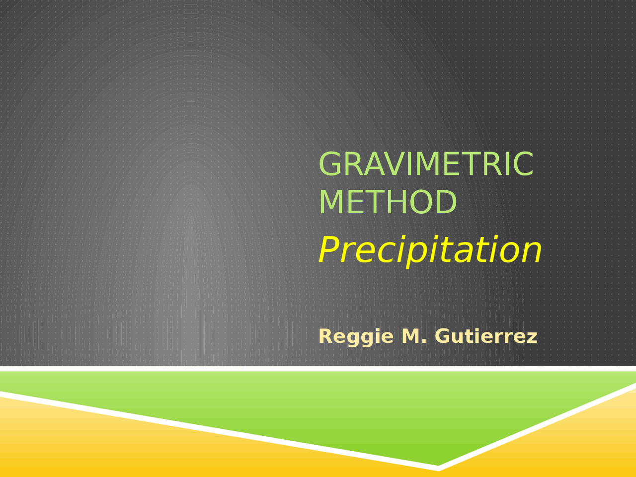gravimetric method chemical analysis | Lecture notes Chemistry | Docsity