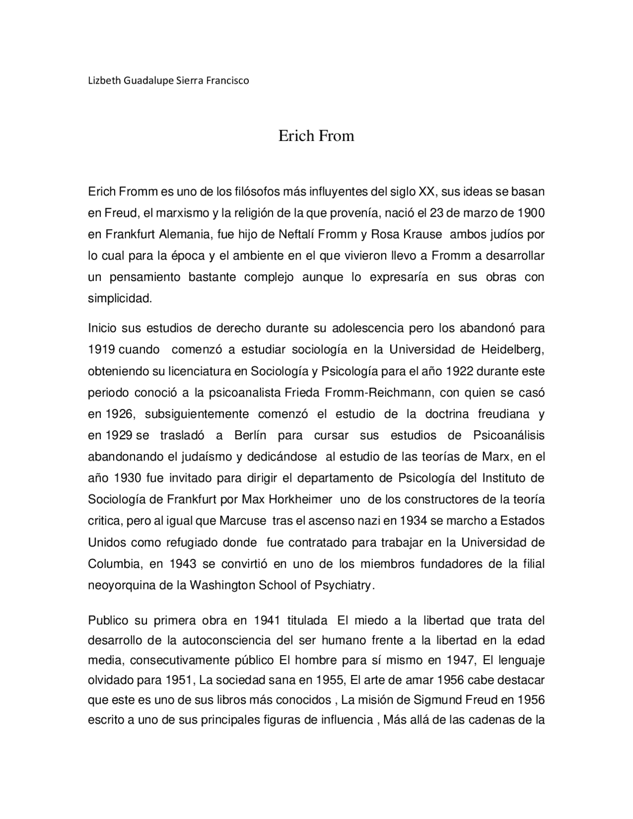 Biografia De Erich Fromm Lecture Notes Of Philosophy Docsity