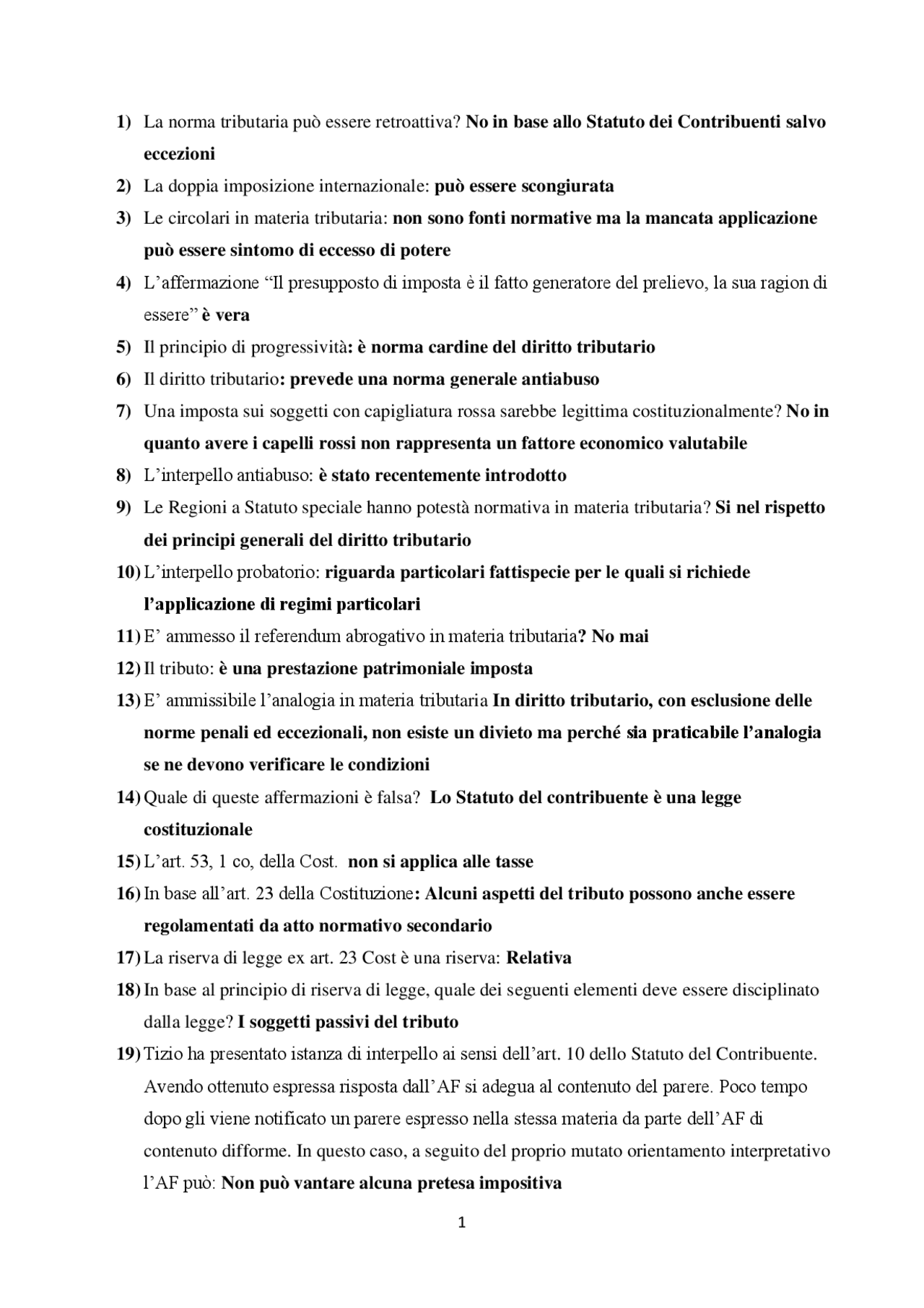 Test Diritto Tributario Unicusano Esercizi Di Diritto Tributario