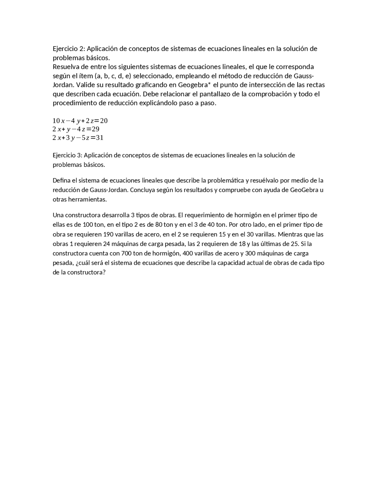 Ejercicios Algebra Lineal Ejercicios De Álgebra Lineal Docsity