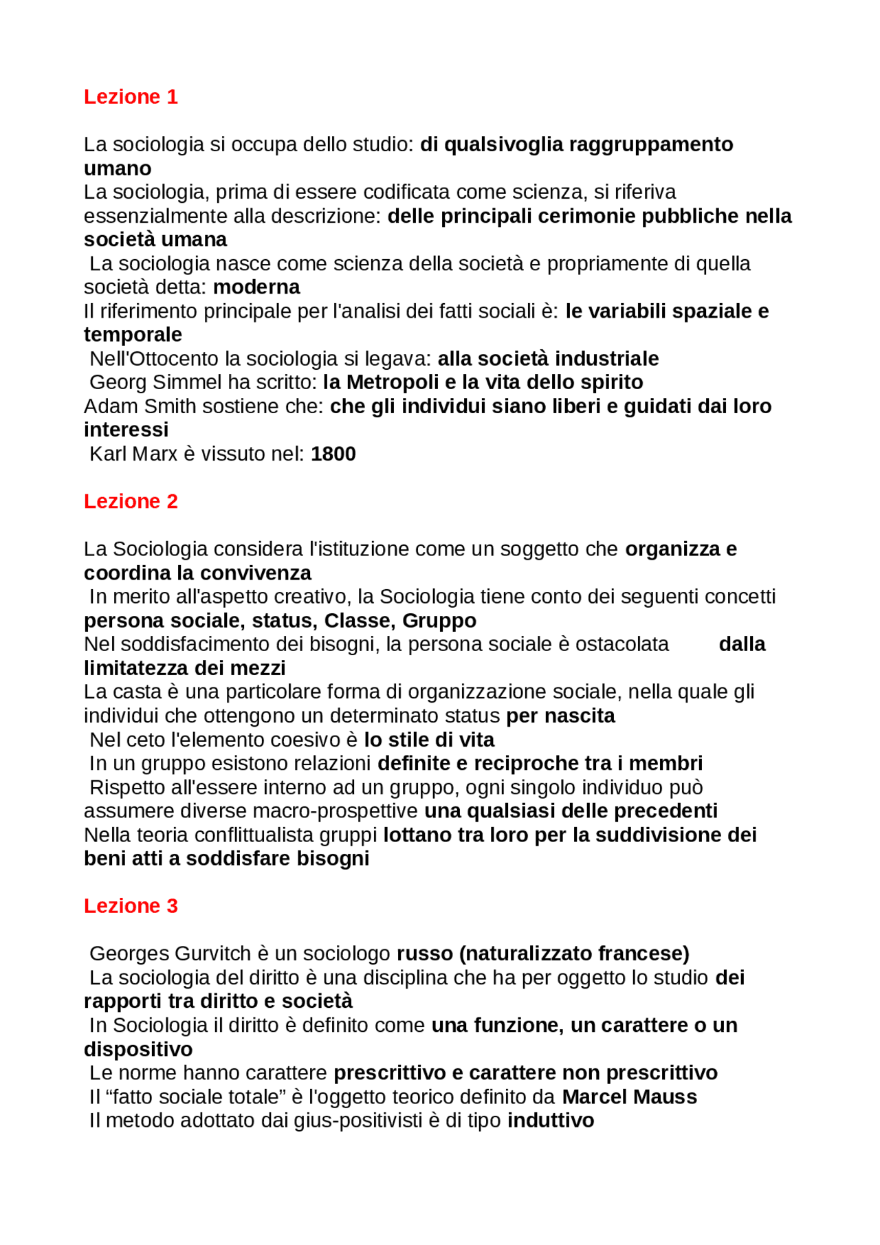 Esercizi Sociologia Generale Docsity