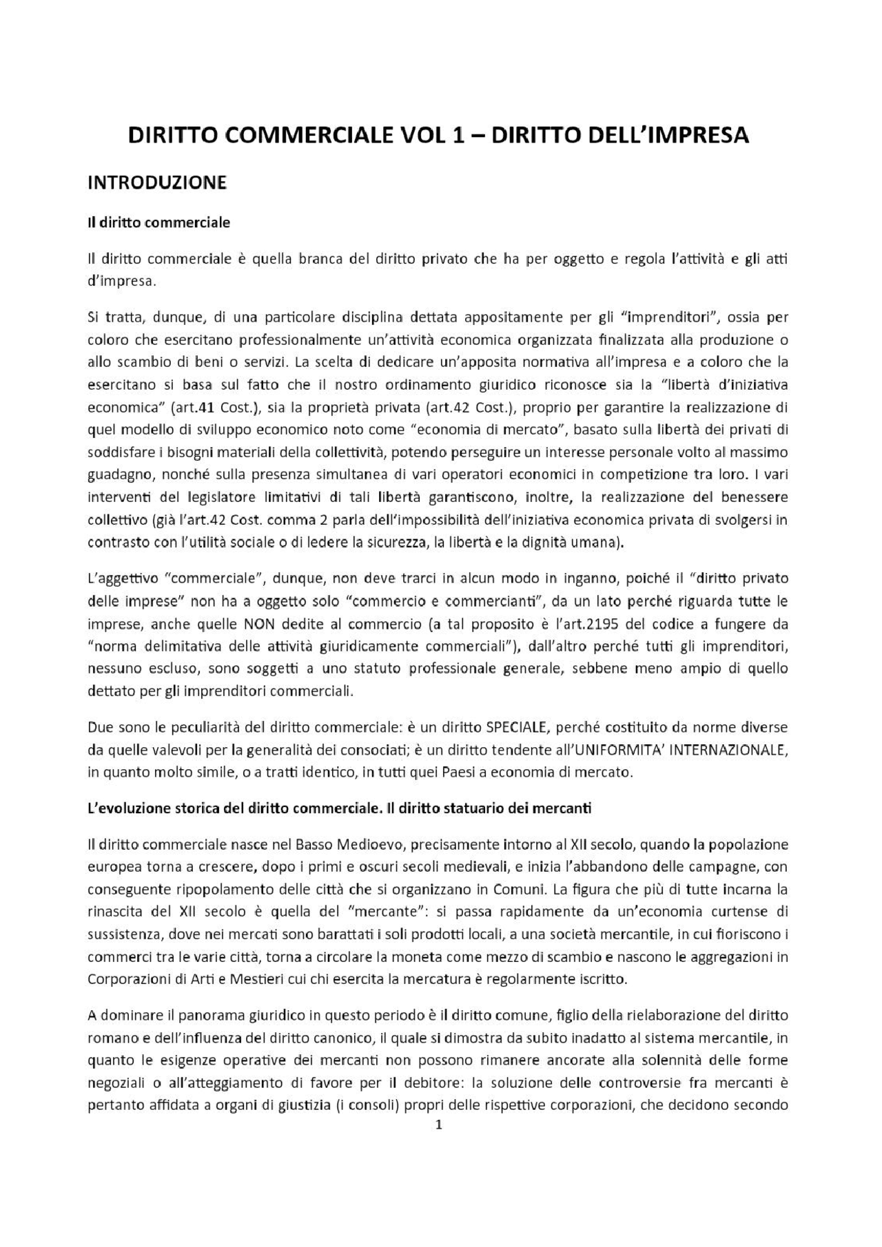 Riassunto Diritto Commerciale Docsity