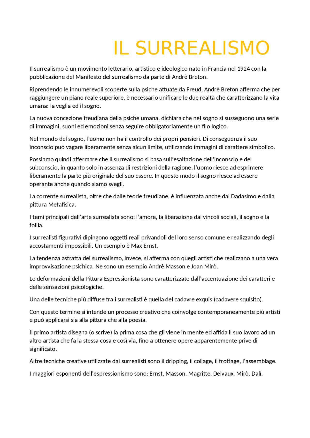 La Corrente Del Surrealismo Docsity