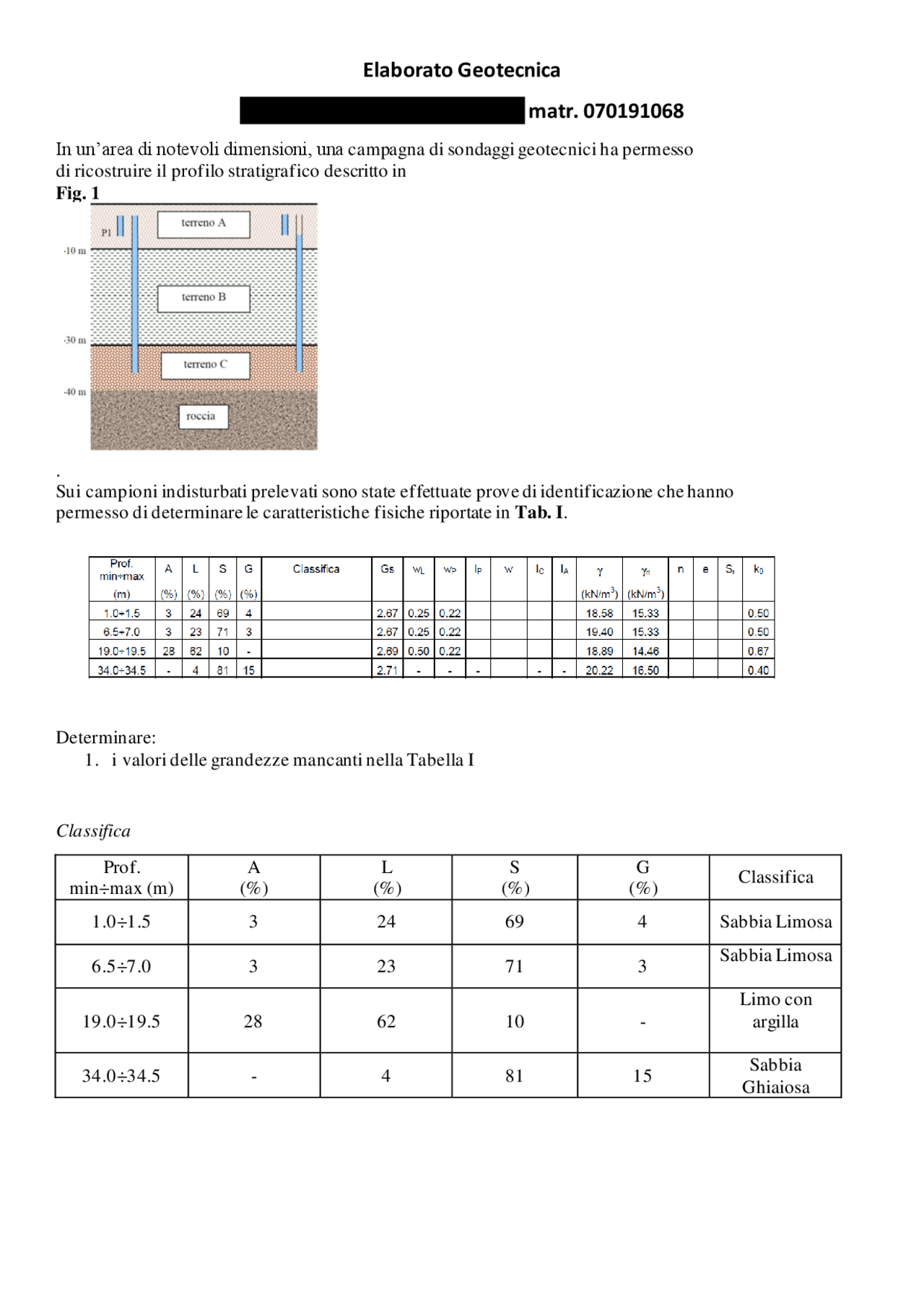 Elaborato 1 Geotecnica Docsity