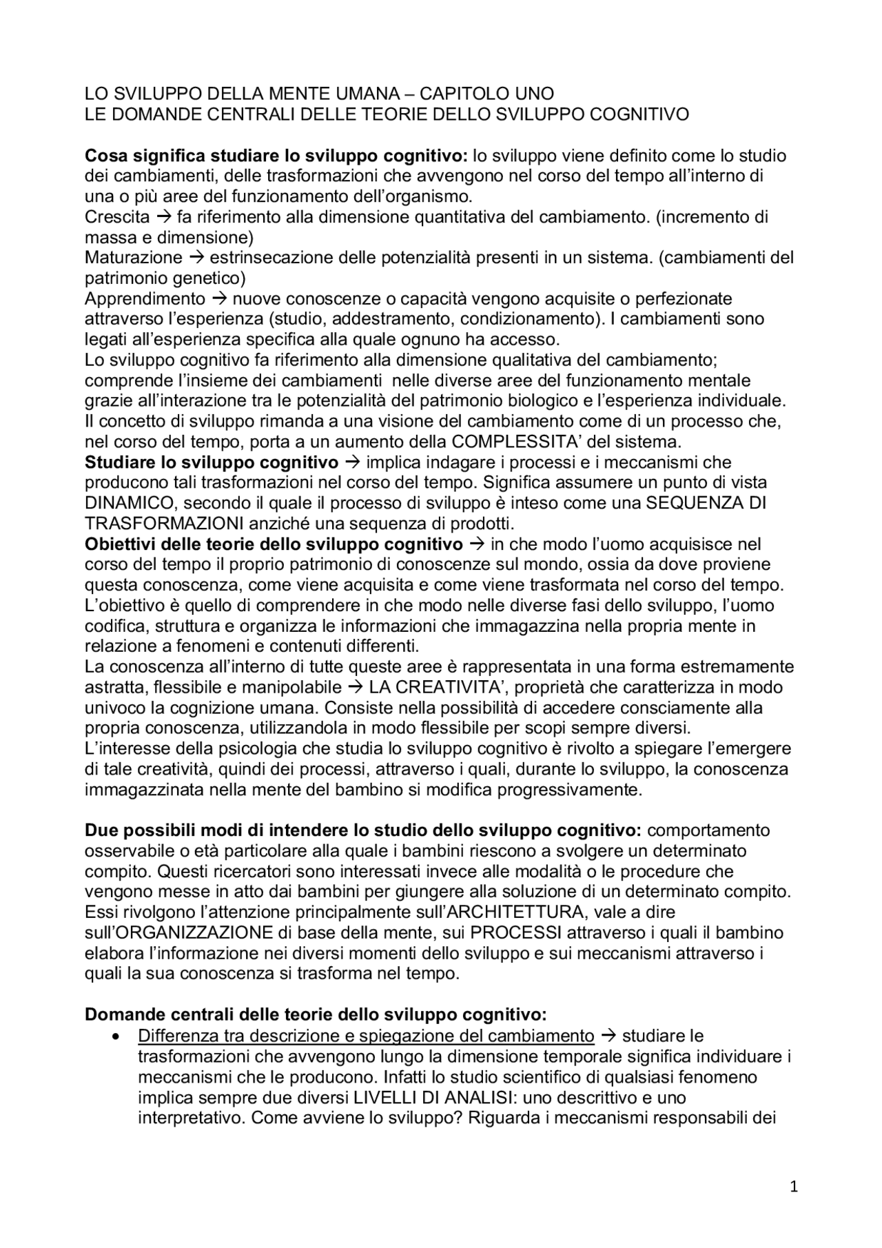 Lo Sviluppo Della Mente Umana V Macchi Cassia Valenza Simion Docsity