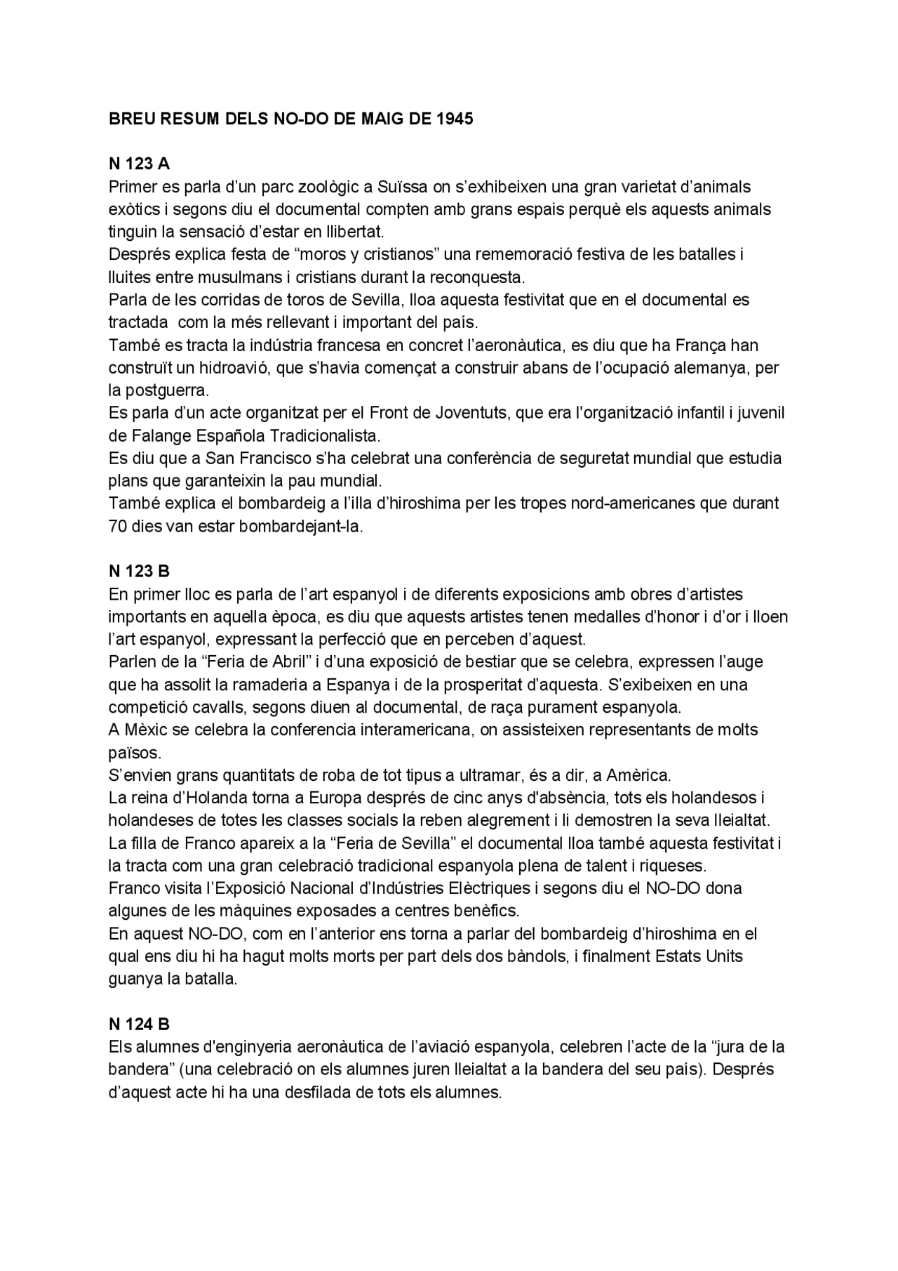 No Do Apunts Dhistòria Sobre El Franquisme Docsity