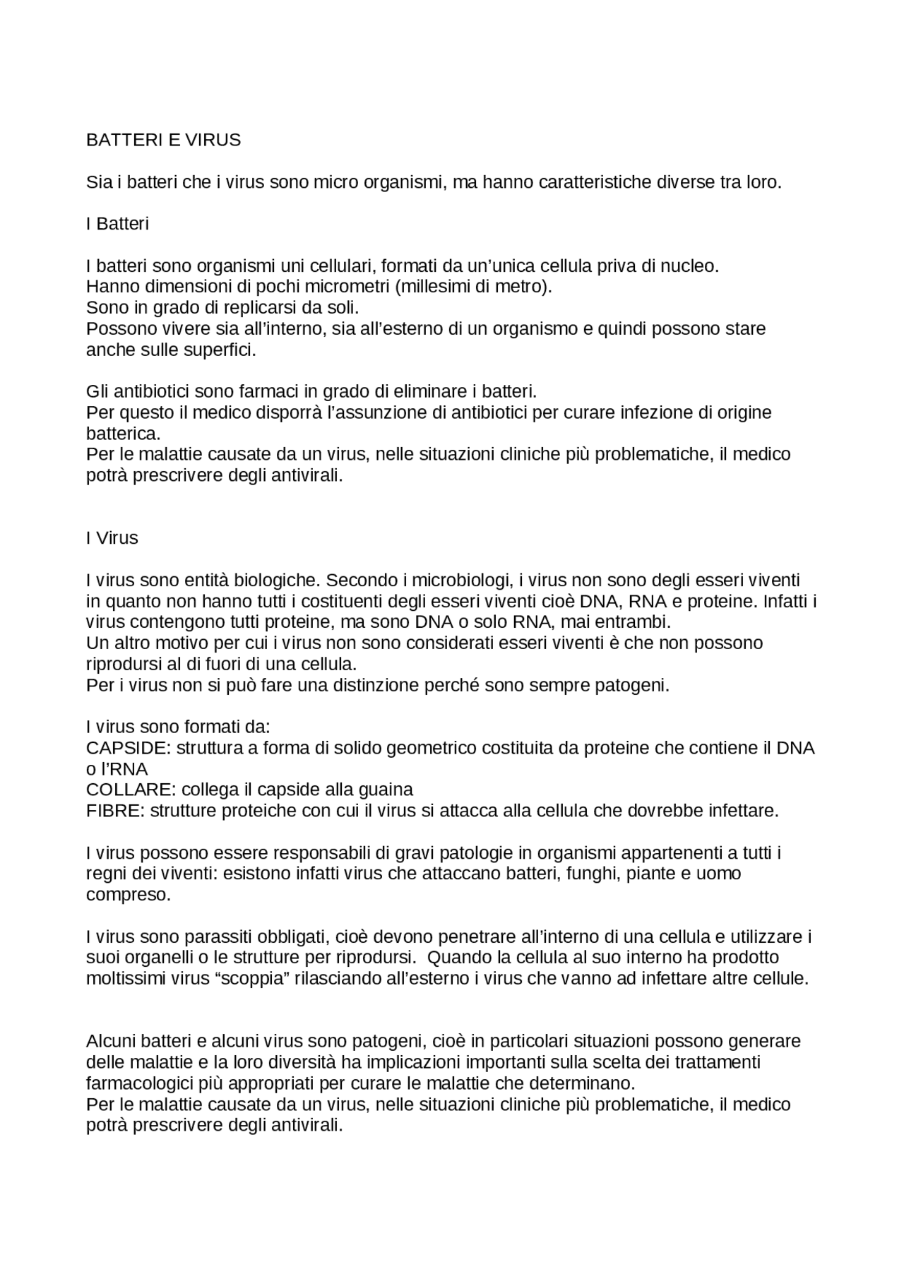 Differenze Tra Batteri E Virus Docsity