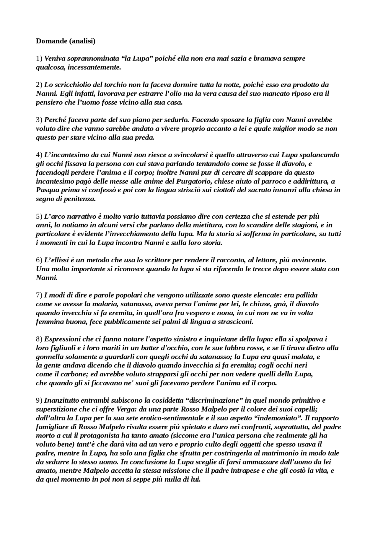 Commento E Analisi La Lupa Di Verga Docsity
