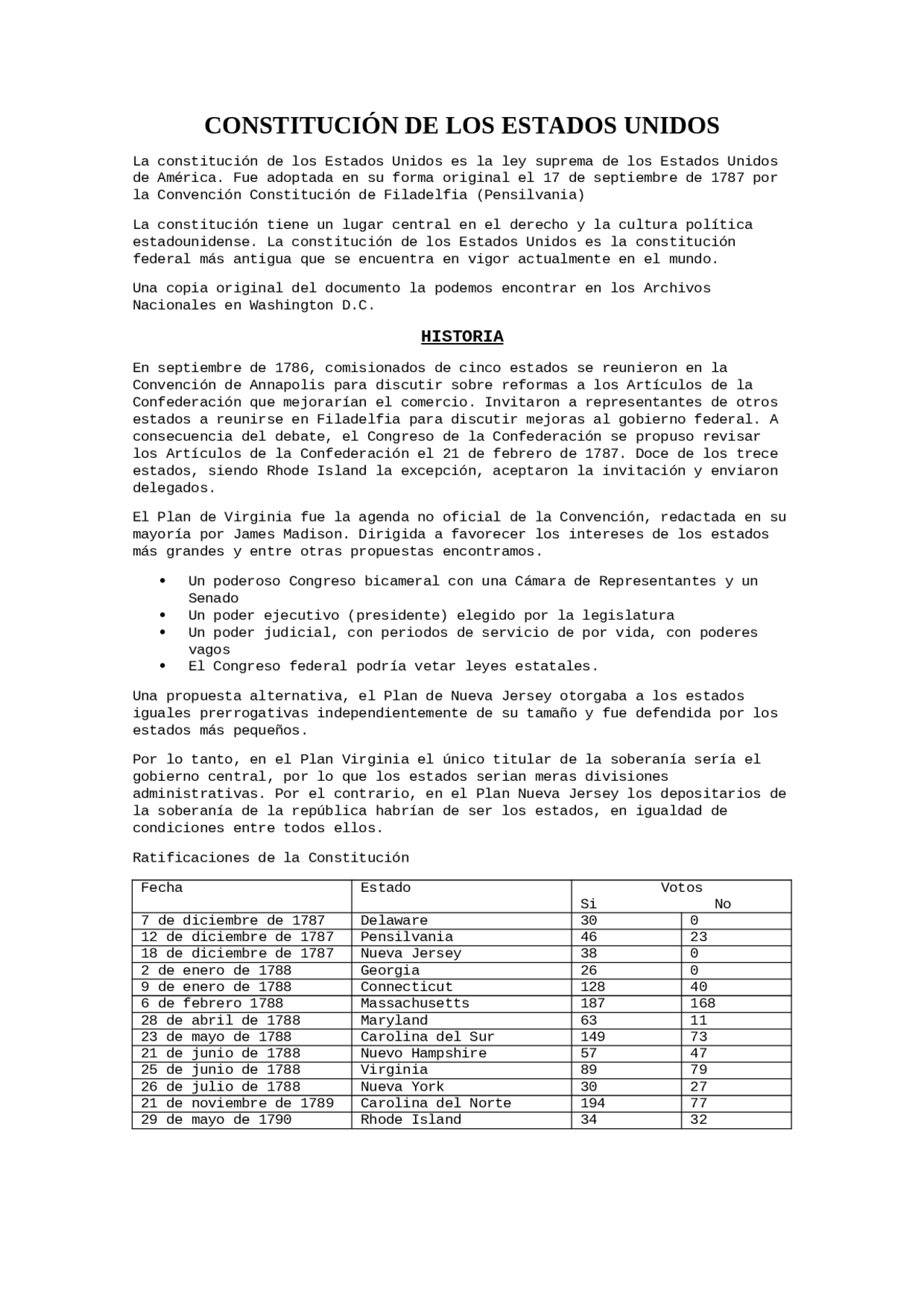 Constitución De Los Estados Unidos De América Docsity