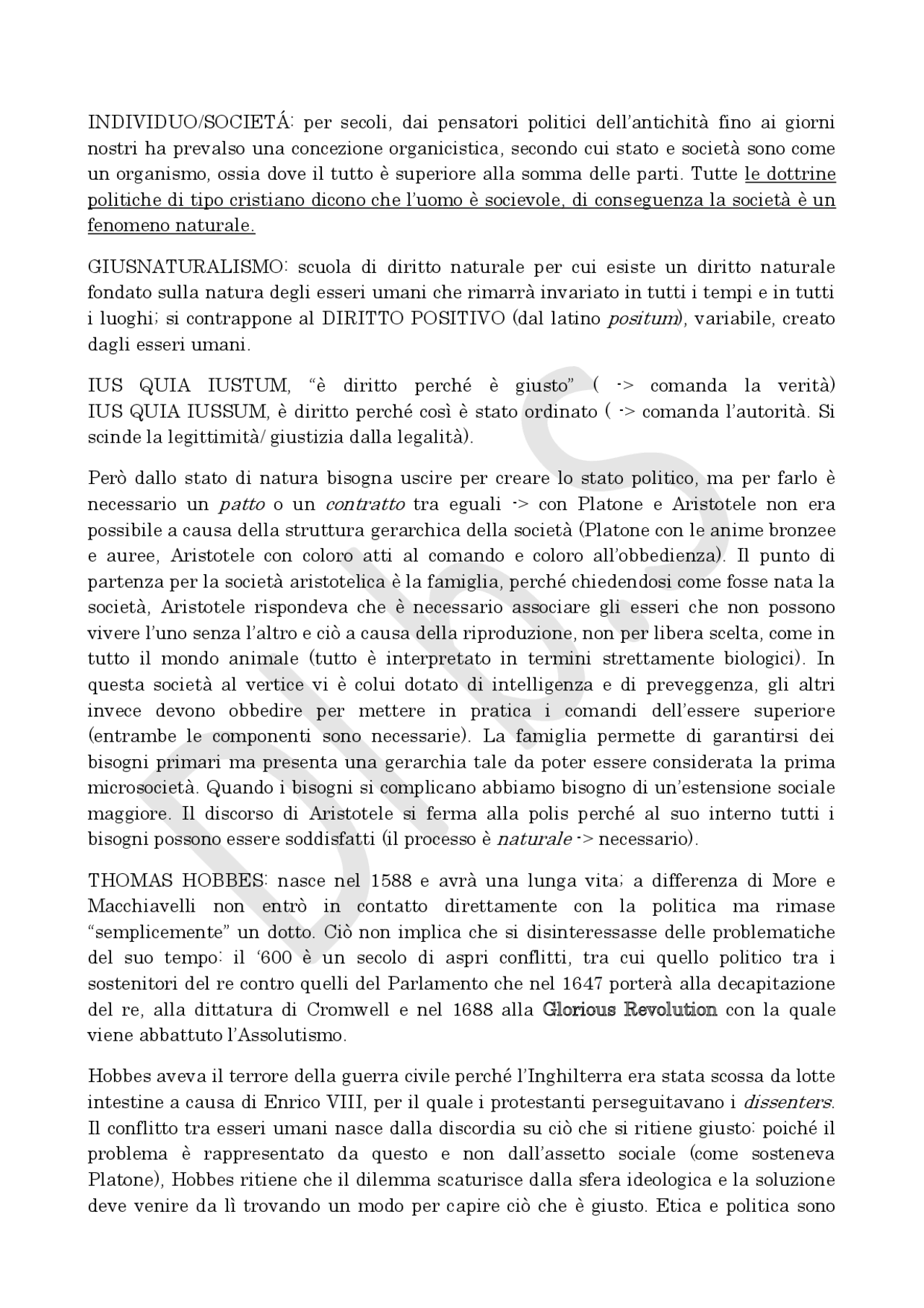 Hobbes E Locke Vita E Opere Docsity