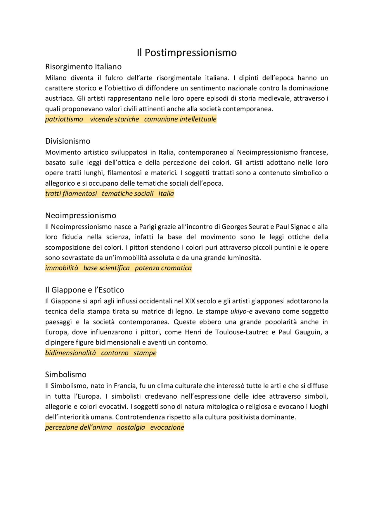 Il Postimpressionismo Docsity